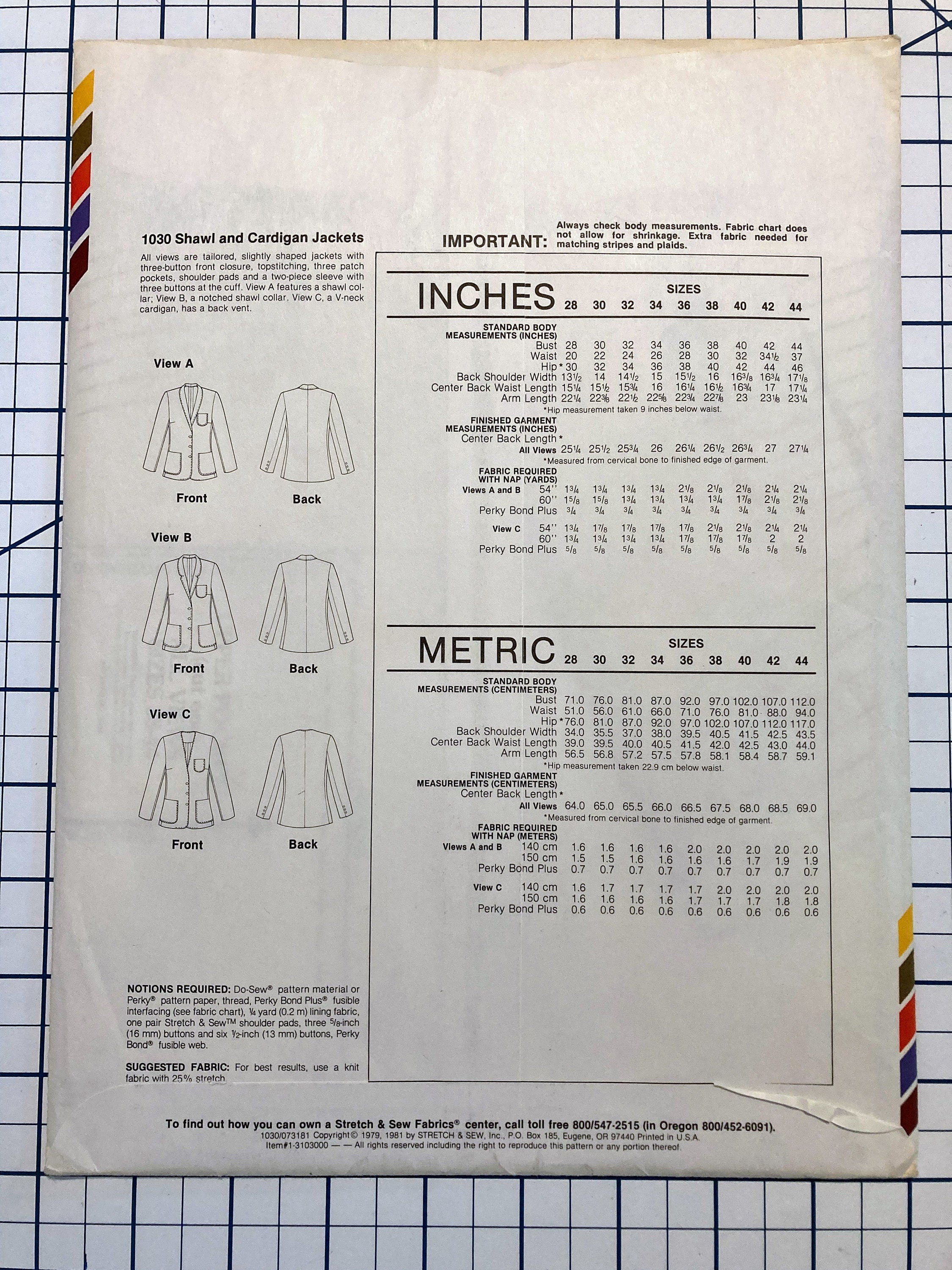Misses Cardigan and Blazer Pattern 80s 80s Vintage Stretch and Sew Pat ...