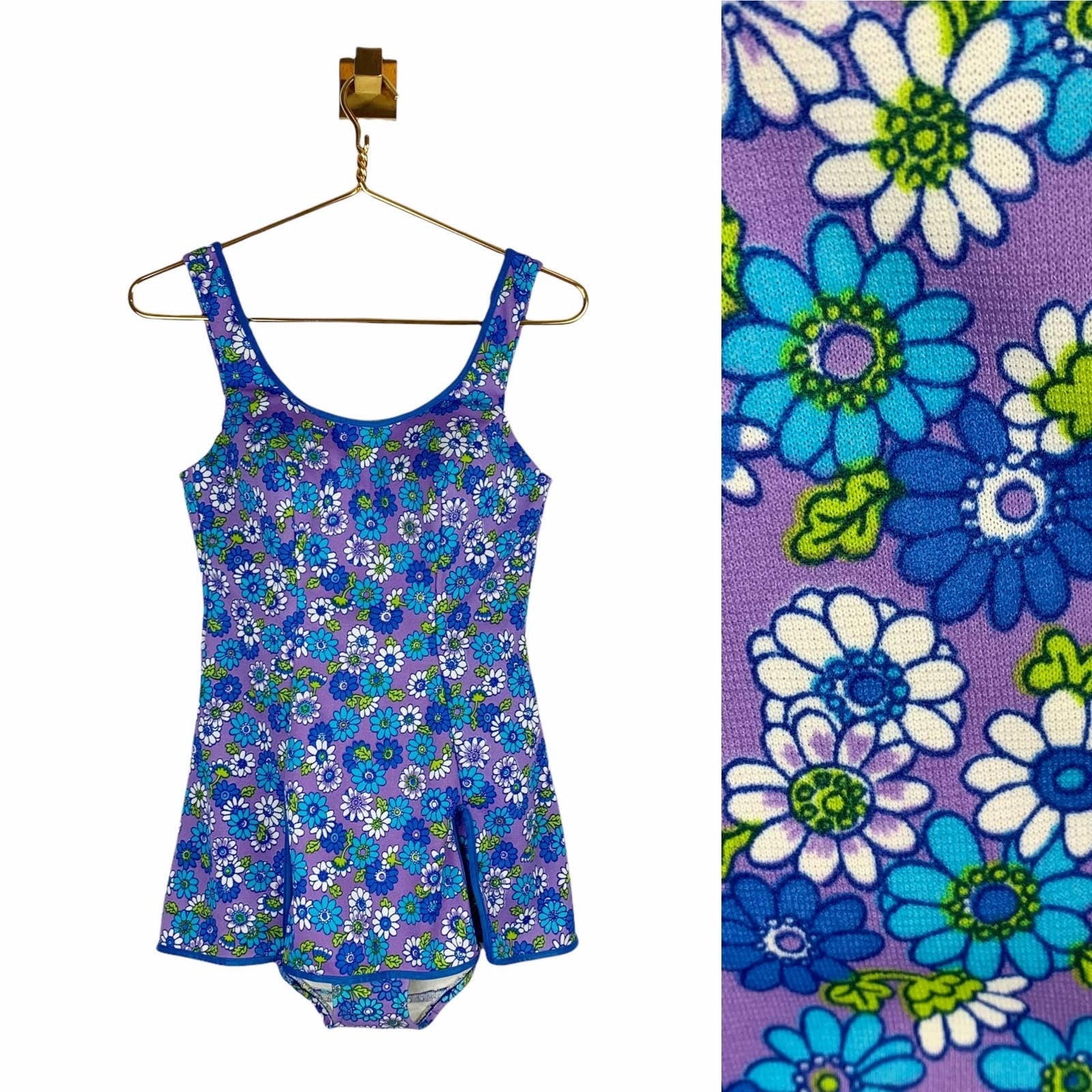 Vintage 60’s Purple Flower Power One Piece Swimsuit by Playtex | Shop ...