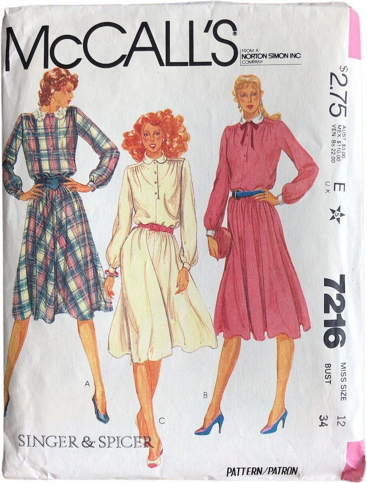 Vintage 70s 80s Dress Shirtdress Sewing Pattern Mccall's by McCall's ...