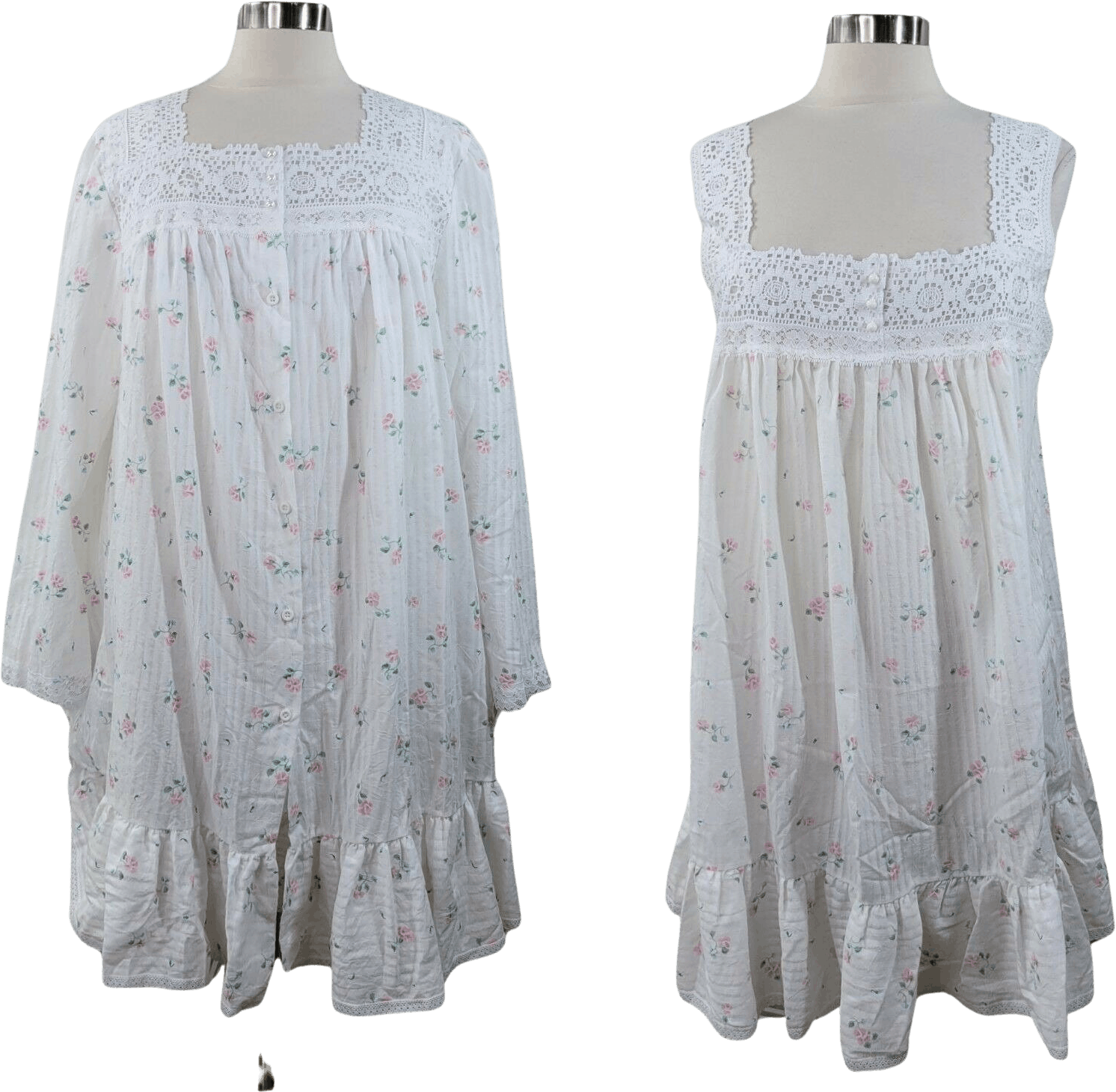 Vintage White Floral Nightgown Robe Set by Willow Creek | Shop THRILLING