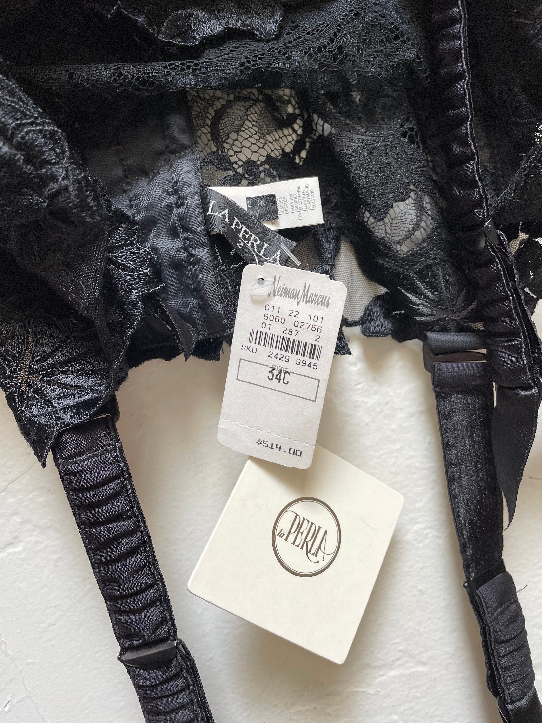 Vintage La Perla Black Lace Lingerie with Garter Belt by La Perla ...