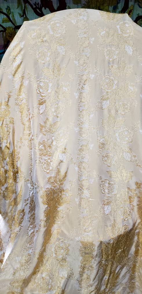 Vintage 50s Golden Brocade Tablecloth 86 X 98 by Burlington Mills ...