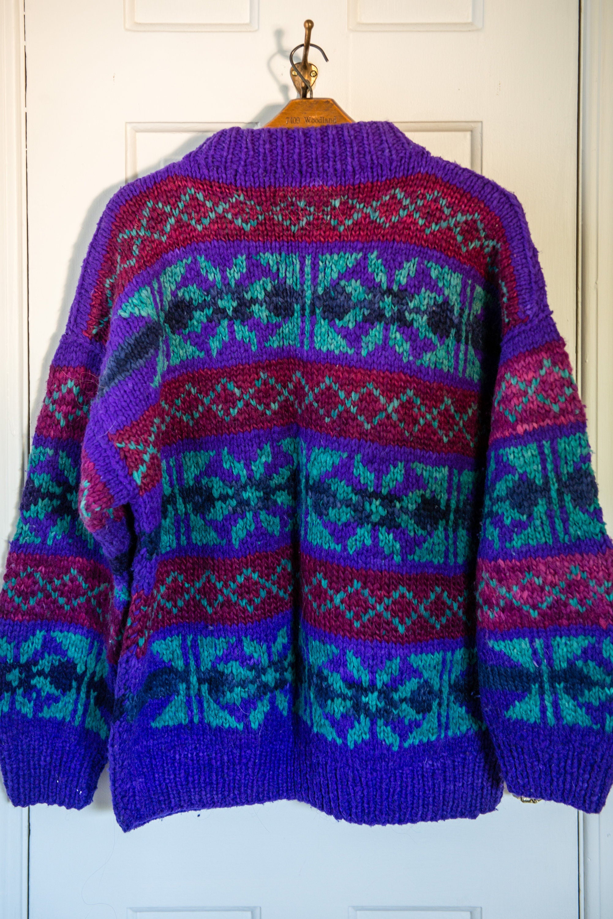 Vintage Purple Handmade Knit Wool Sweater by World Class | Shop THRILLING