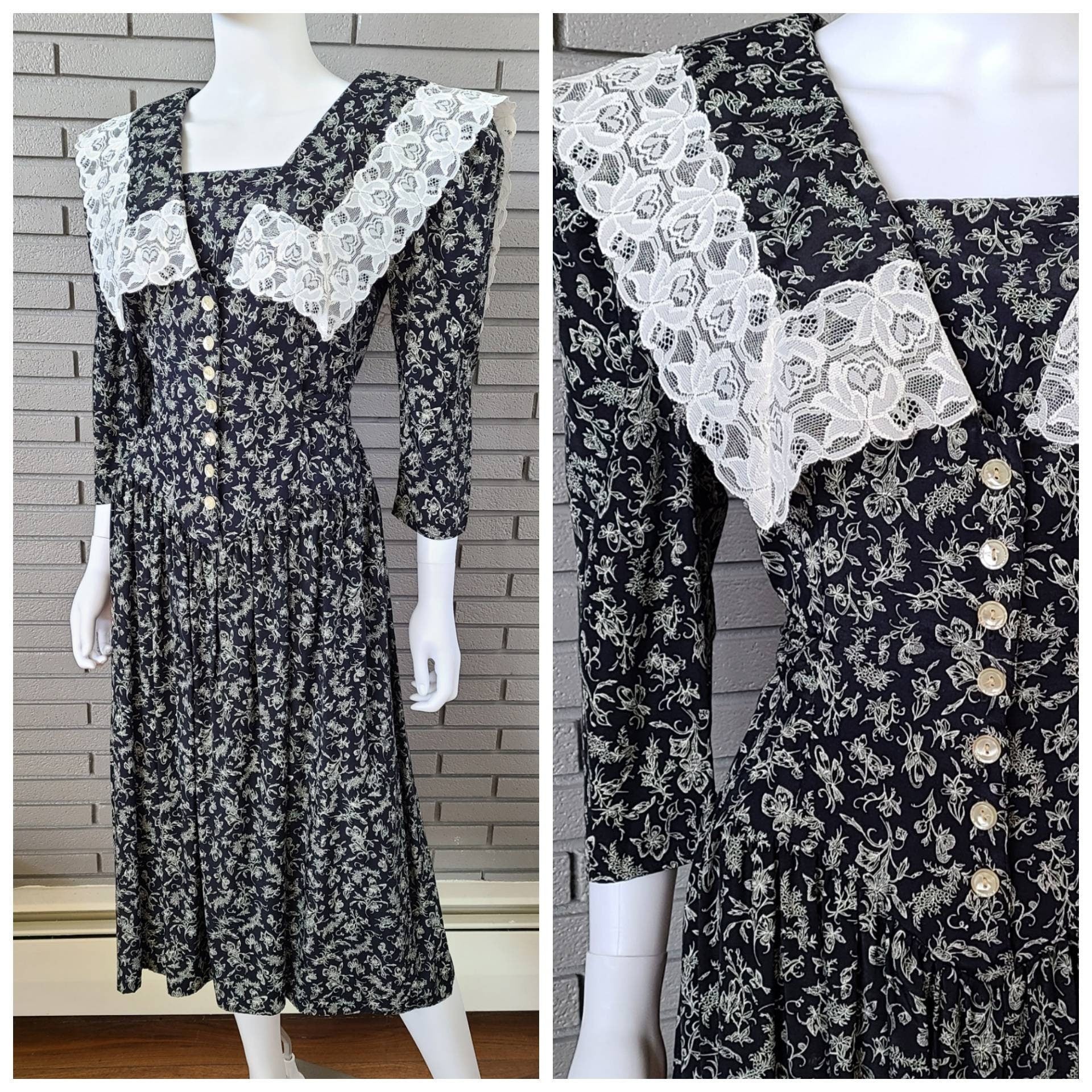 80s Vintage Drop Basque Waist Dress by Britland | Shop THRILLING