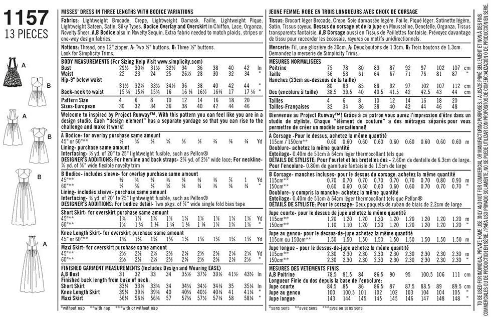 Vintage Simplicity Project Runway Pattern for Versatile Dress Back Cut ...