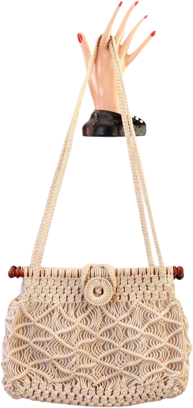 Vintage 70s Ivory White Macrame Handbag Purse | Shop THRILLING