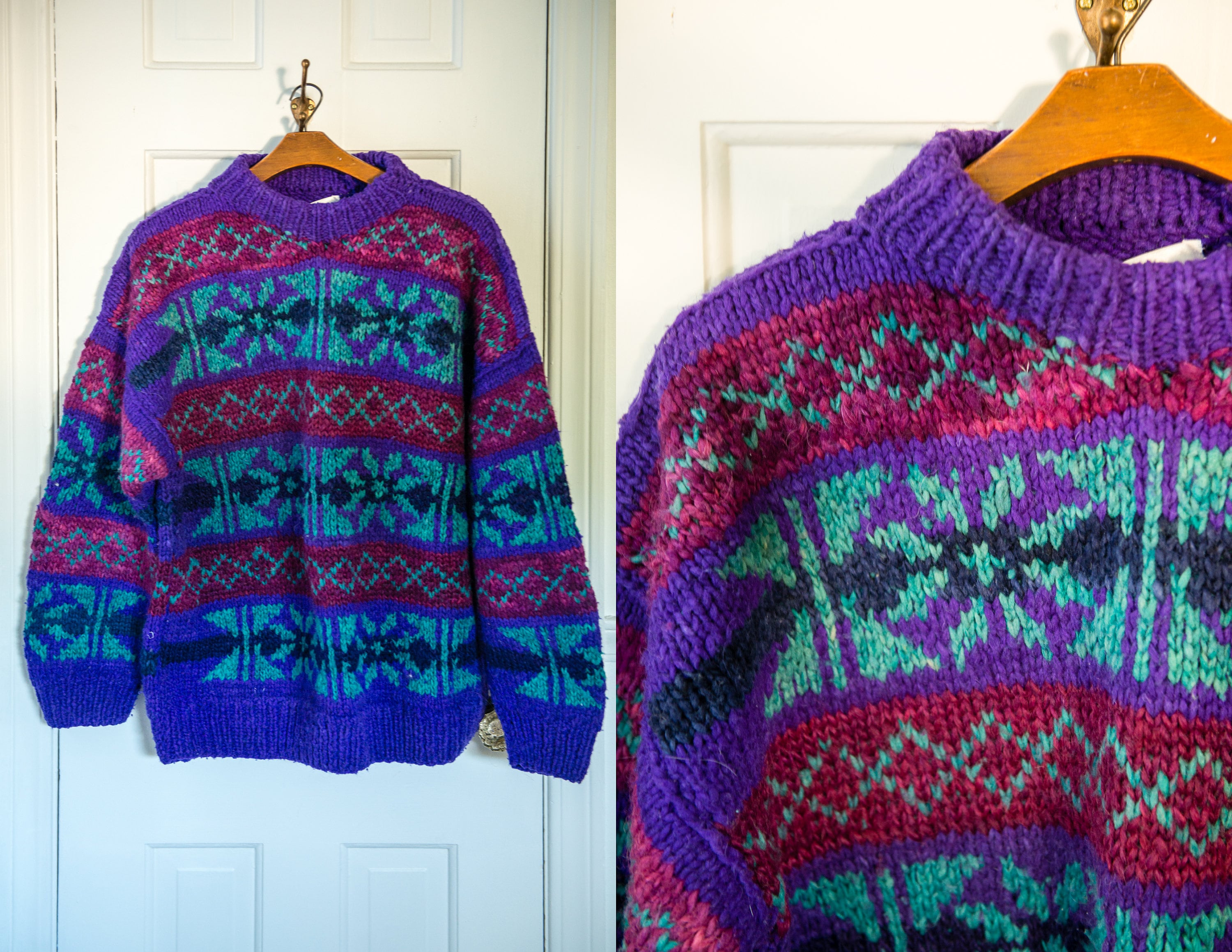 Vintage Purple Handmade Knit Wool Sweater by World Class | Shop THRILLING