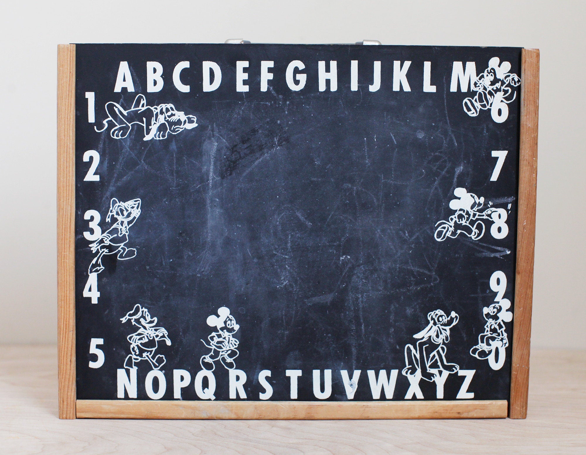 Vintage Cartoon Themed Alphabet Chalkboard Toy Box Cute Wood Home ...