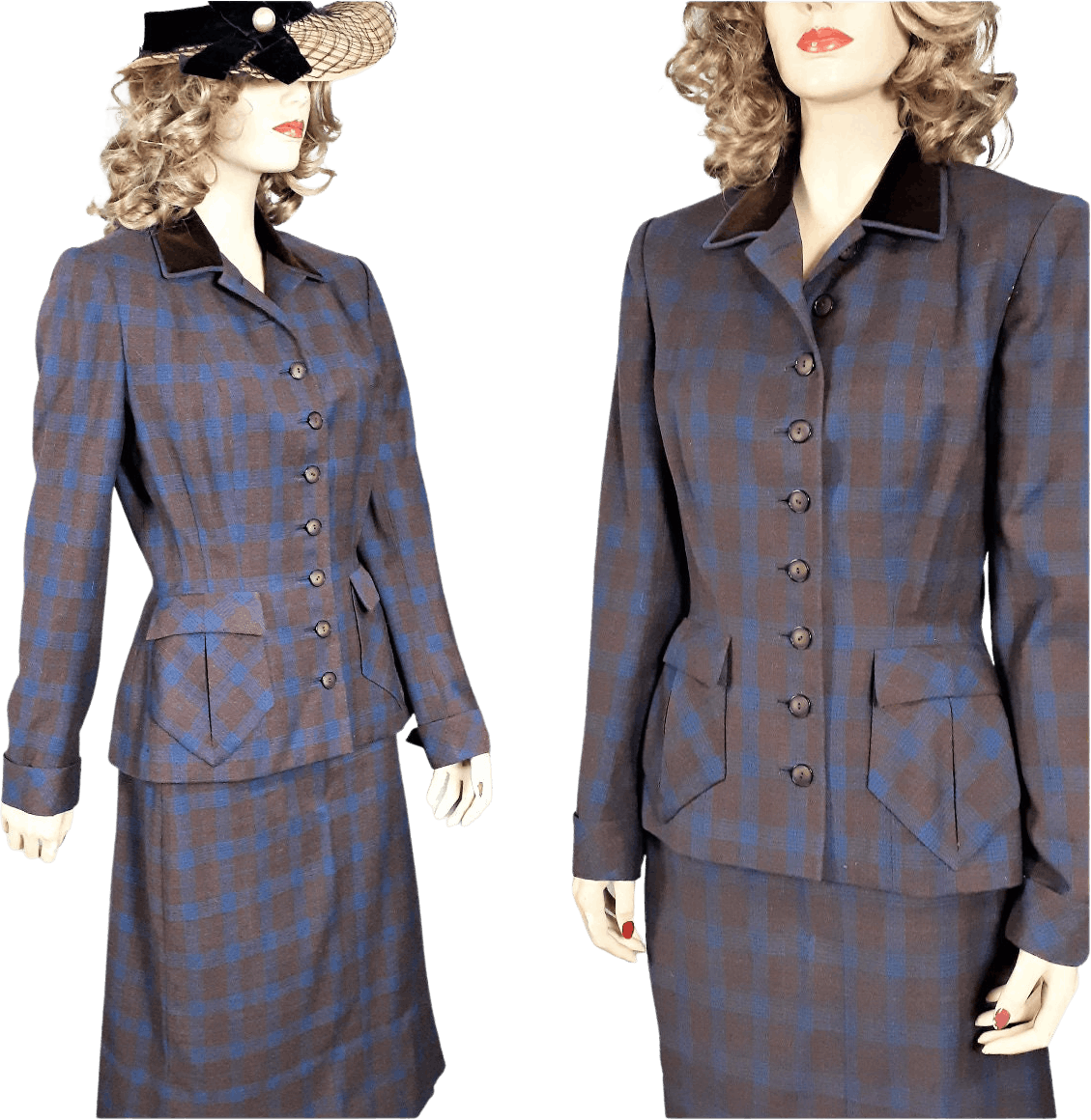 Vintage 30s/40s Post War Pin Up Peplum Suit - Virgin Wool Tailored By ...