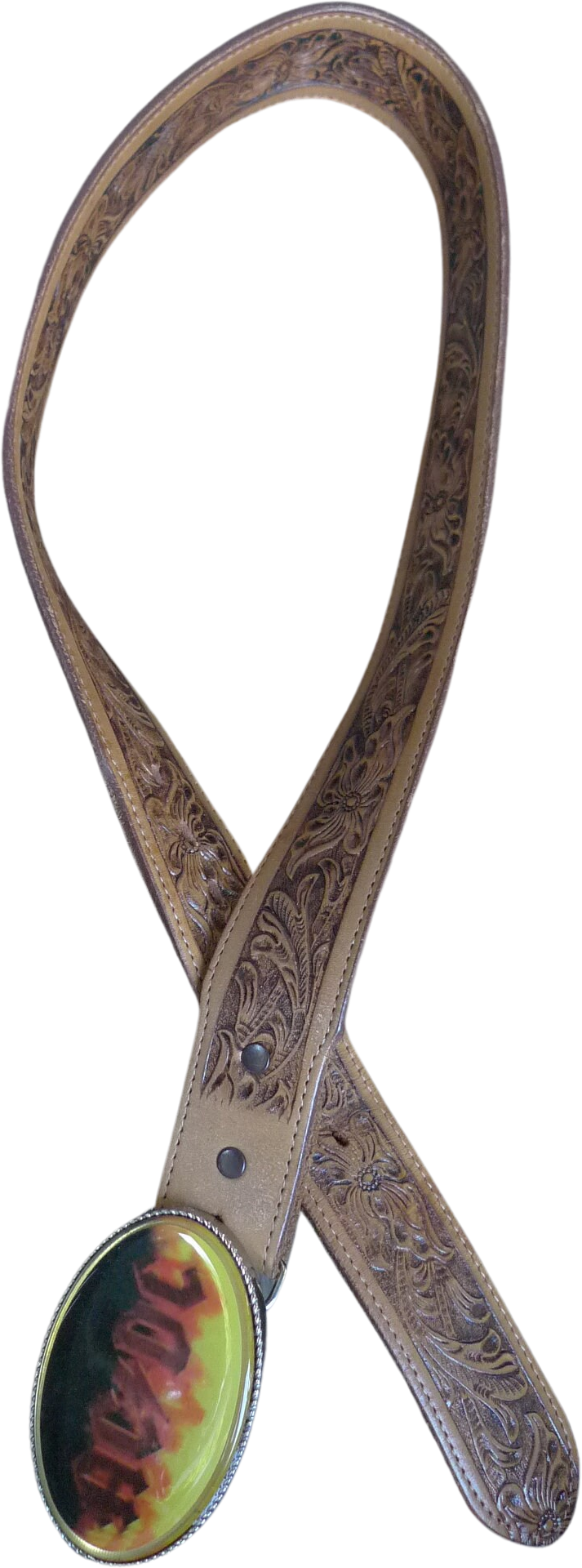 Vintage 80s/90s (33 To 35) * Ac Dc Buckle With Tooled Leather Belt ...