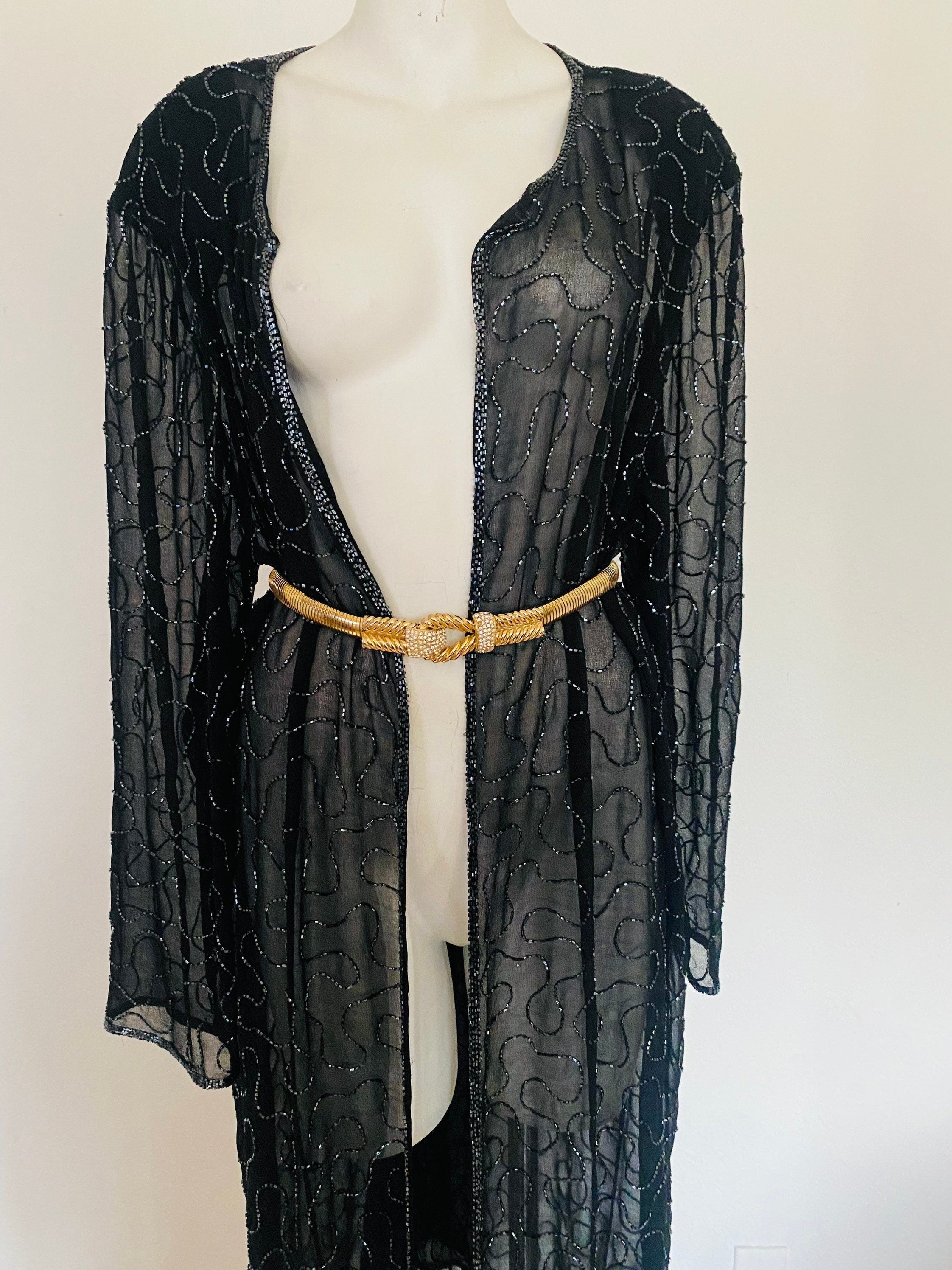 Vintage 80’s Long Black Sequin Duster | Shop THRILLING