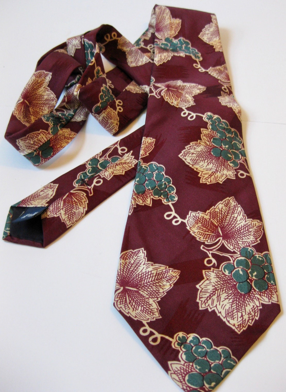 Vintage Silk Tie Grapevine Leaves Grapes Napa Valley Wine Sommelier by ...