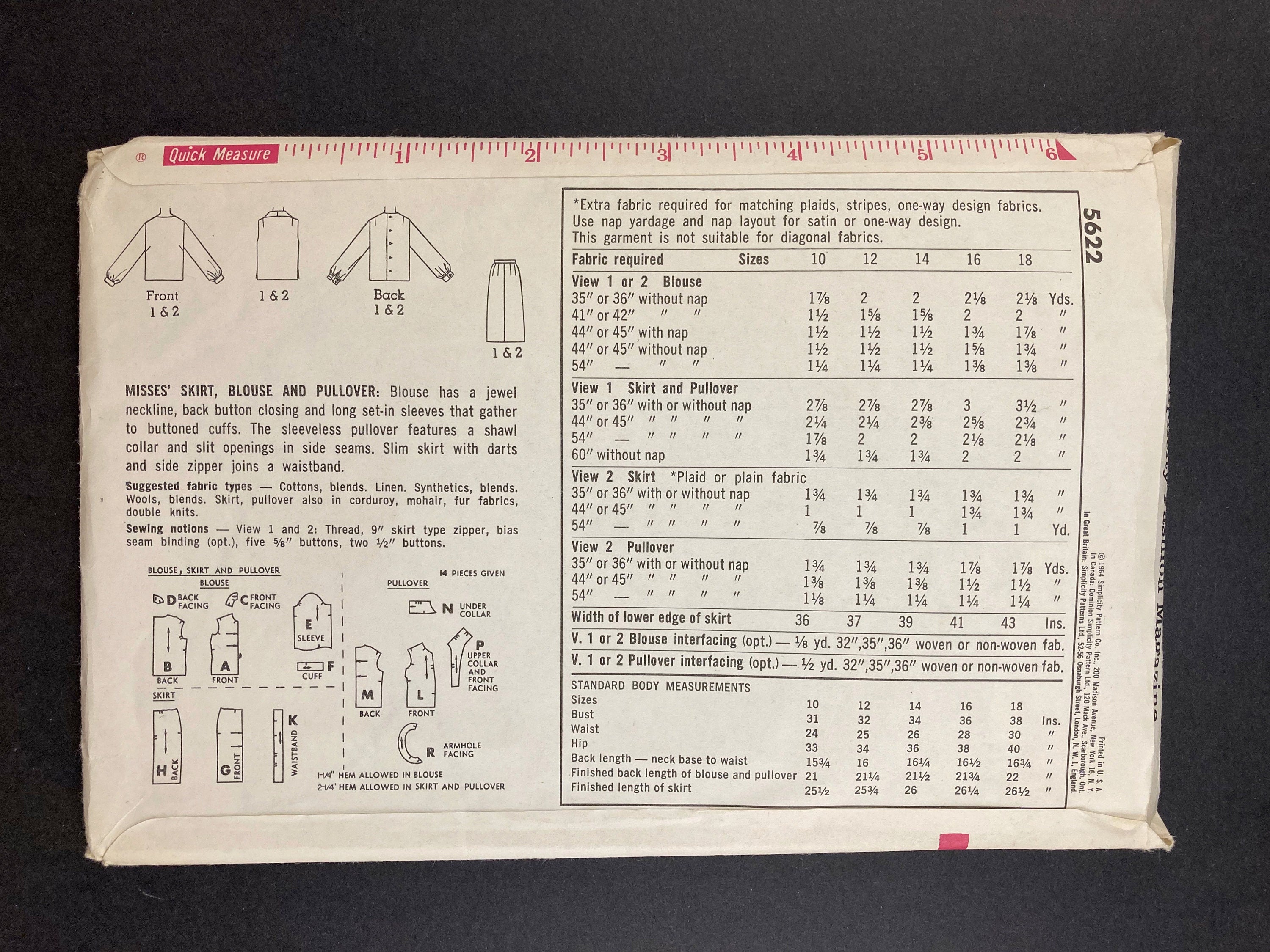 Sweater Vest Blouse and Skirt Vintage Simplicity Sewing Pattern by Sim ...