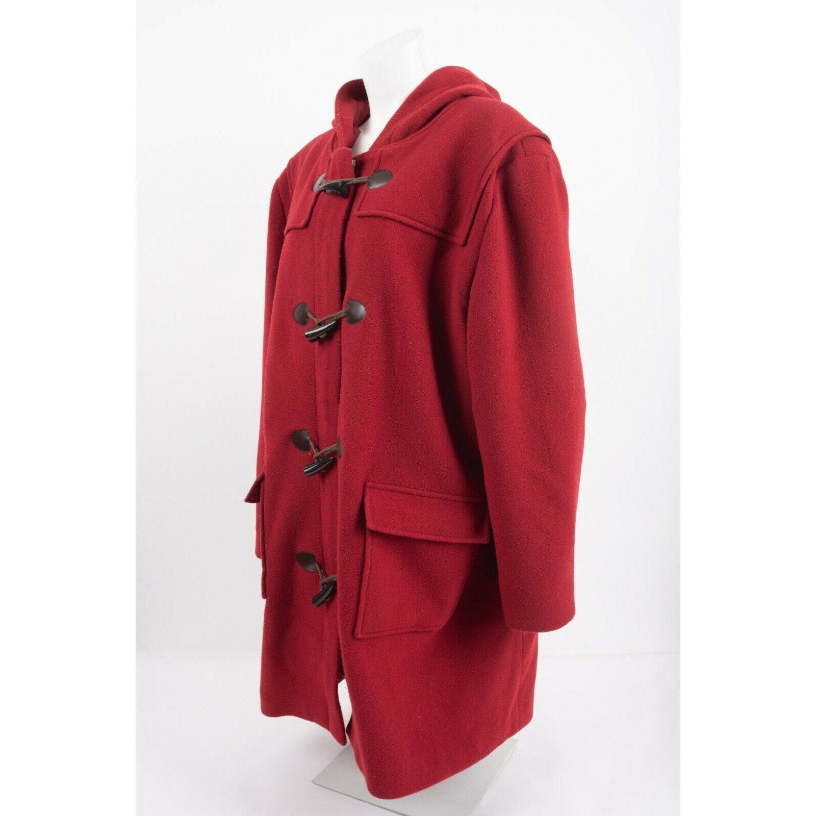 Vintage 90’s Classic Red Duffle Toggle Hooded Coat by Eddie Bauer ...