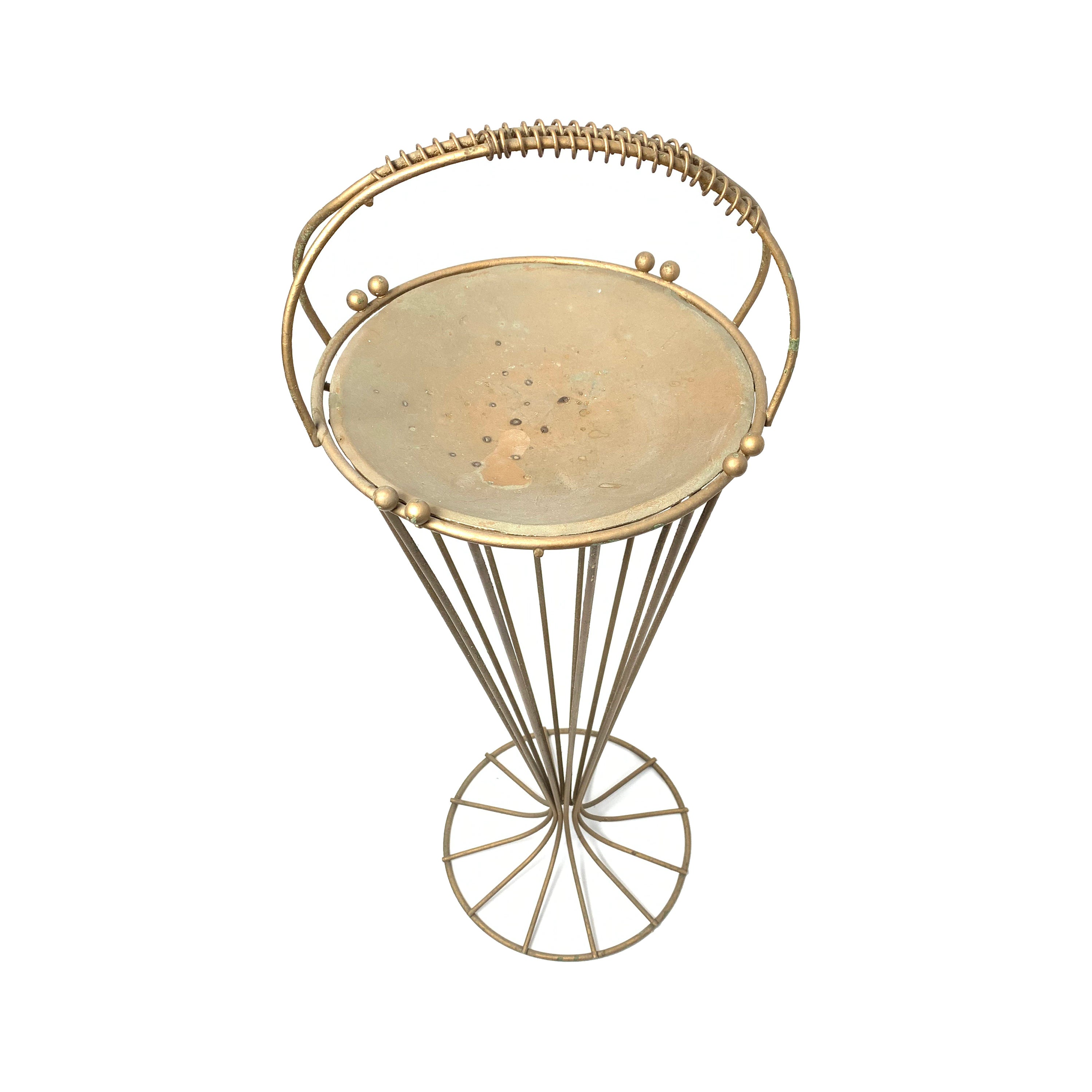 Vintage Midcentury Modern Gilded Tall Metal Ash Tray Smoking Stand ...