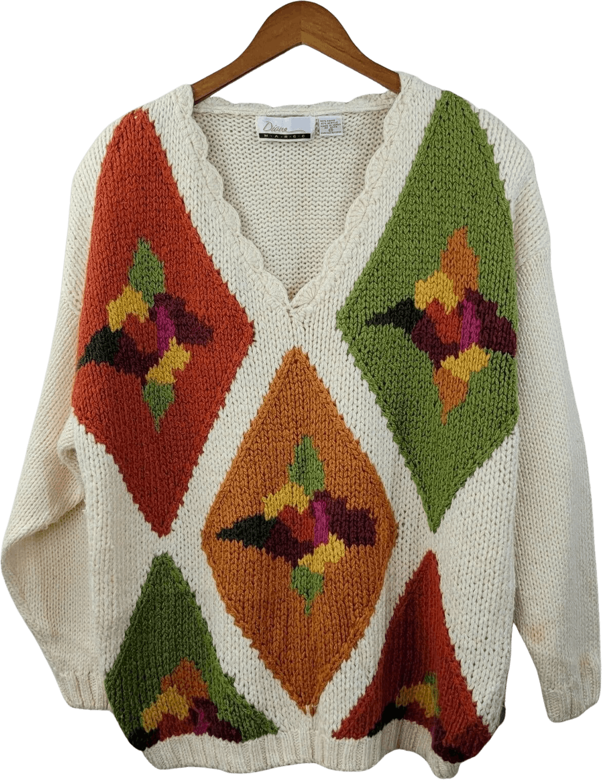 Vintage 90’s Beige Floral Colorblock Sweater | Shop THRILLING