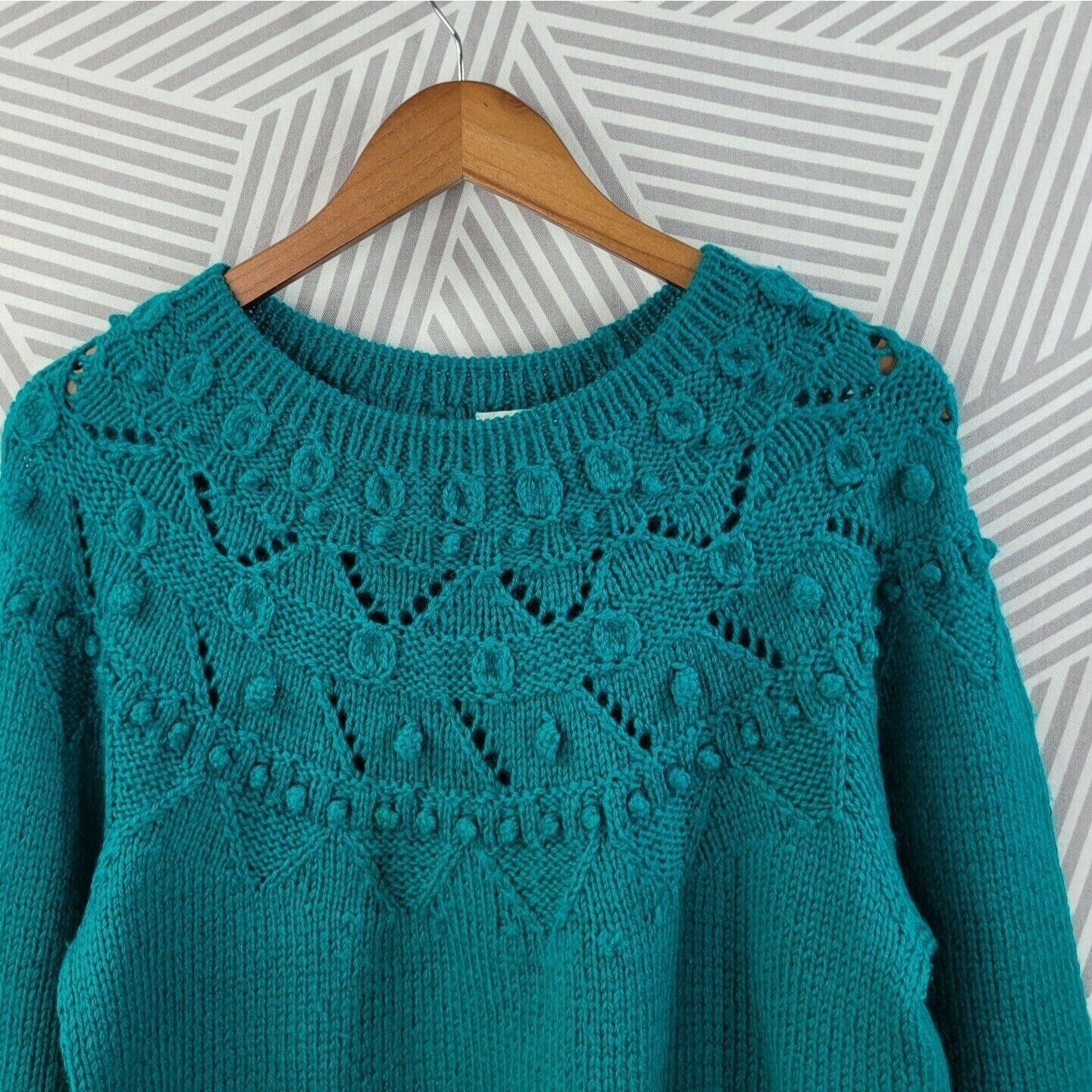 Vintage 90’s Chunky Sweater Knobby Cable Knit Nordic Fair Isle Green by ...
