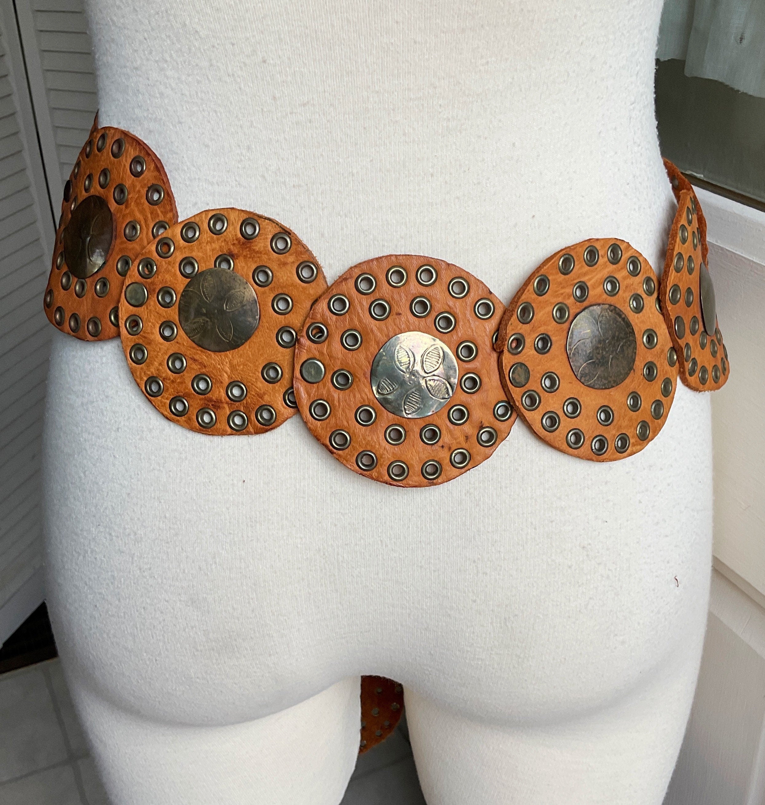 Vintage 70s Brown Boho Leather Belt | Shop THRILLING
