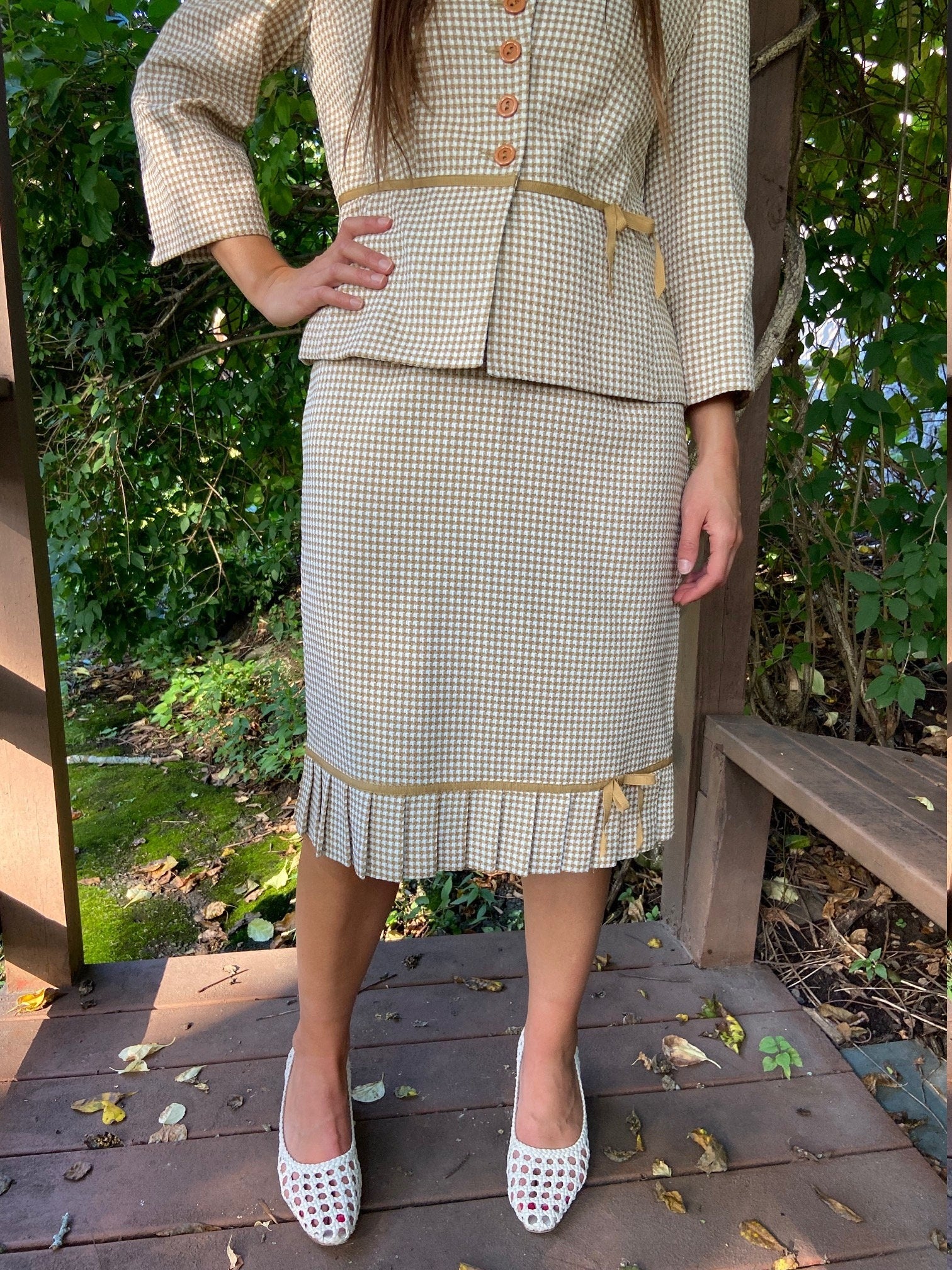 Vintage Sweet Suit with Bow Detail and Pleated Skirt Hem | Shop THRILLING