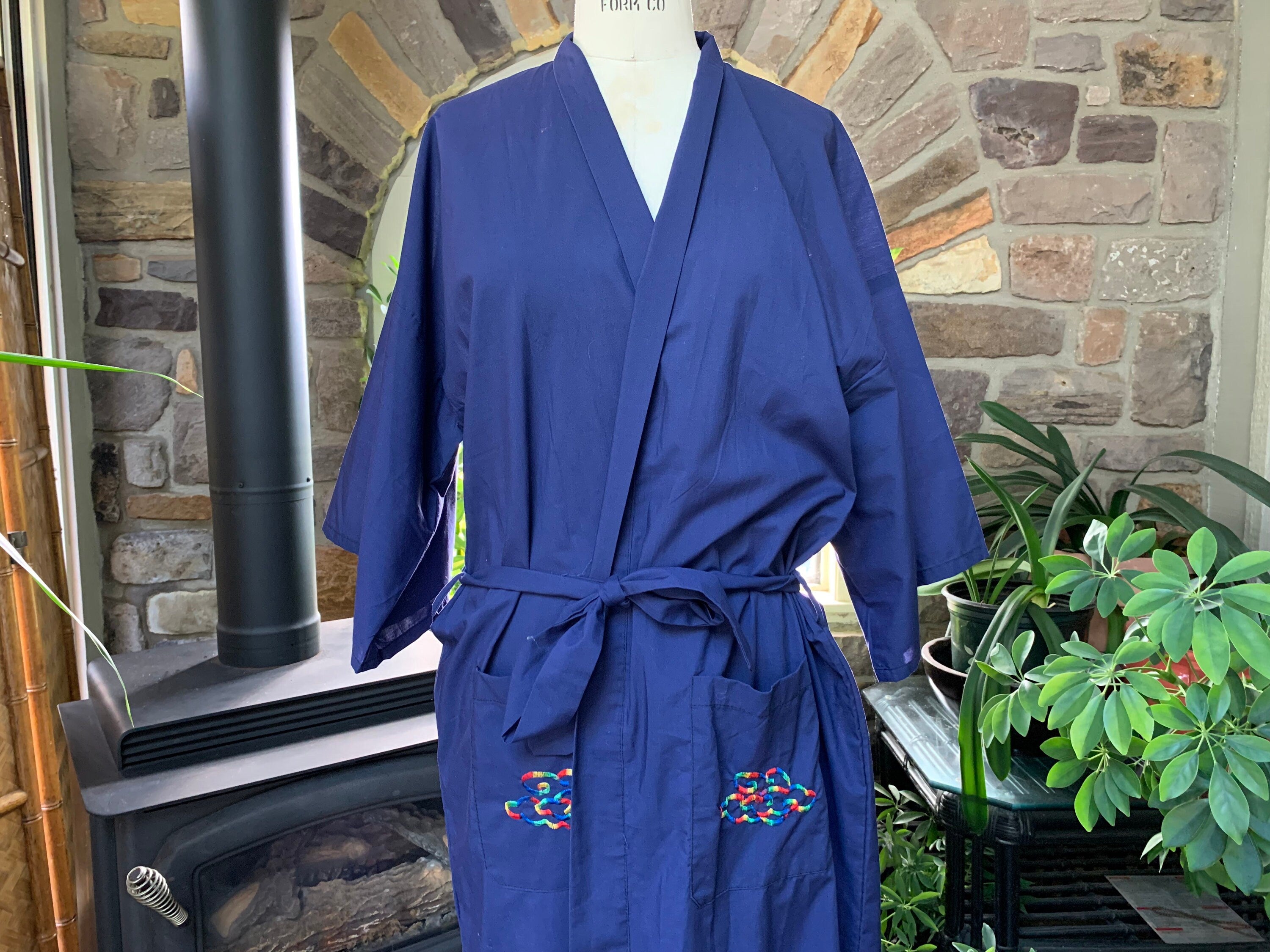 Vintage Navy Blue Embroidered Dragon Design Robe | Shop THRILLING
