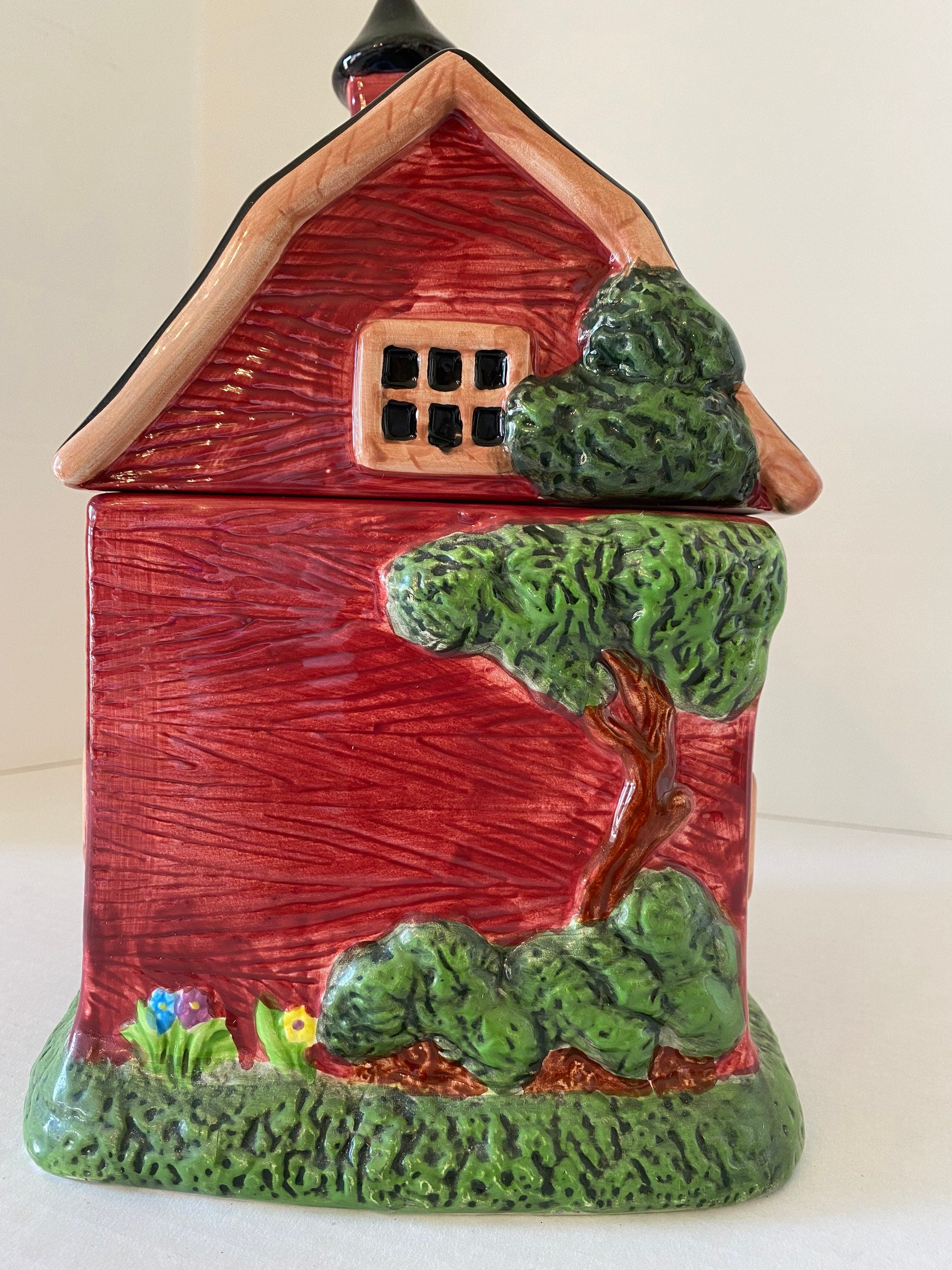 Vintage 70s Red Barn Cookie Jar By Sakura China, Kimble | Shop THRILLING