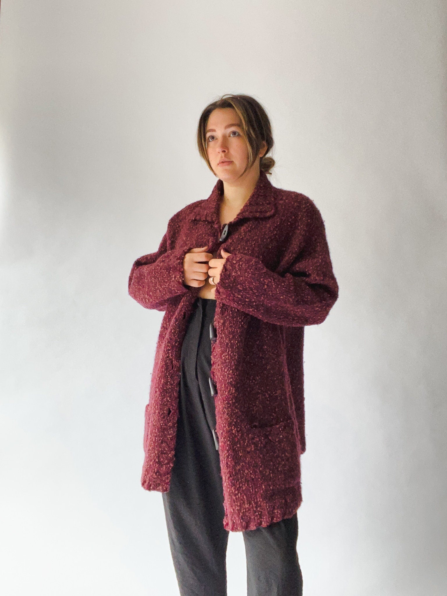 Vintage Burgundy Toggle Button Sweater by Jaeger | Shop THRILLING