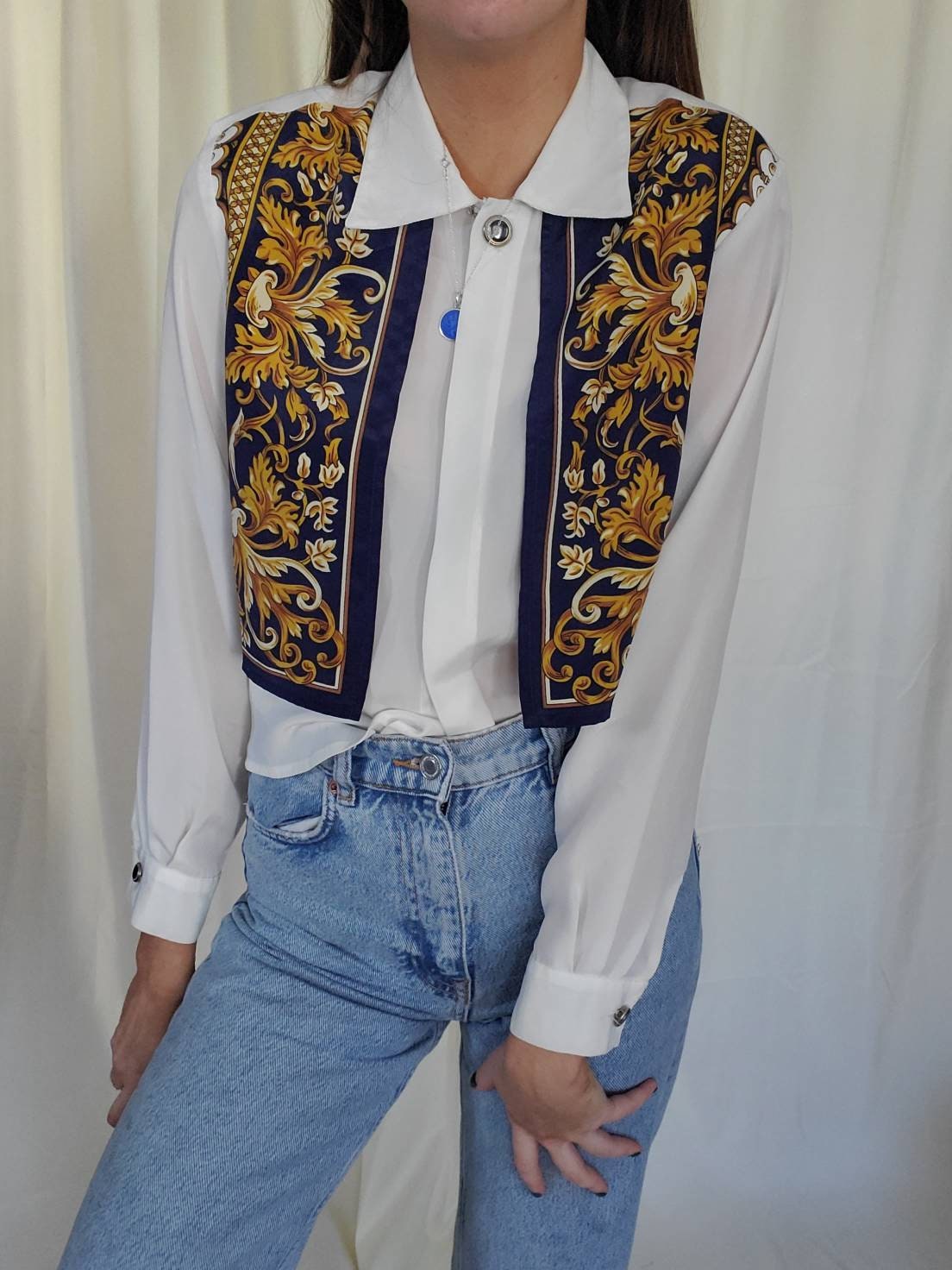 Vintage White Shirt with Baroque Cape Detailing | Shop THRILLING