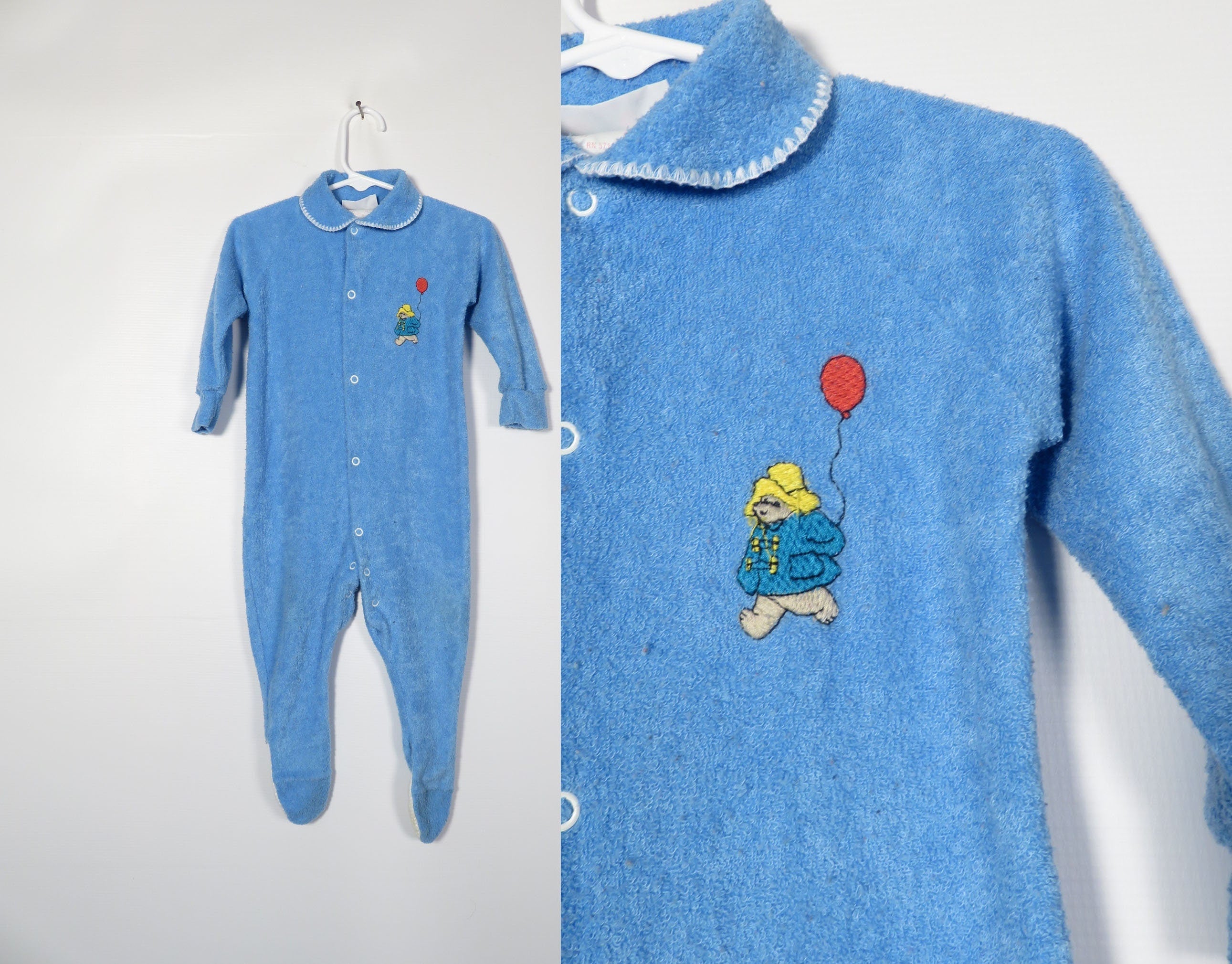 Vintage 80s Kids Paddington Bear Terry Cloth Pajamas 18m By Paddington ...