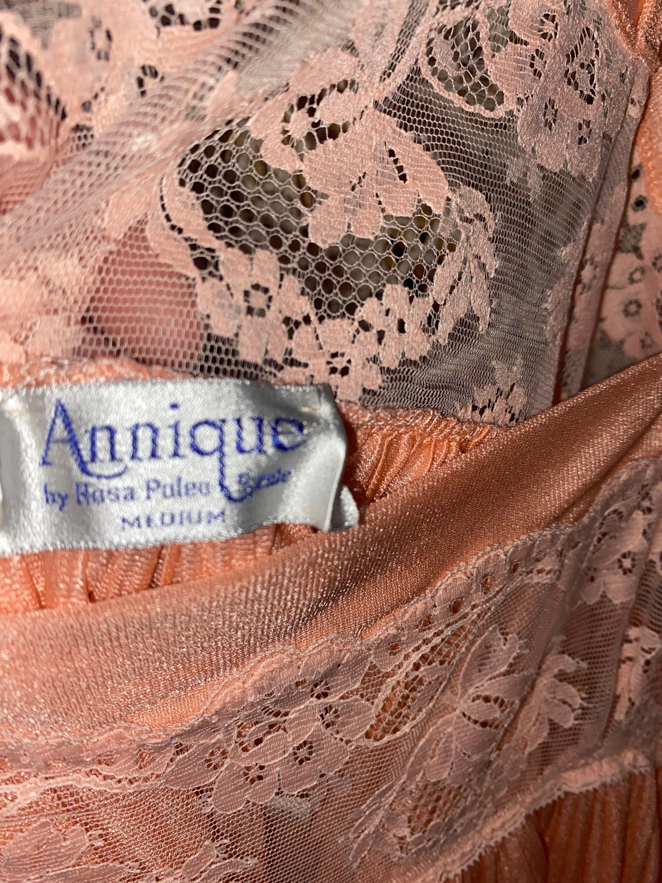 Vintage 70’s Peach Grecian Nightgown by Annique by Rosa Puleo Szule ...