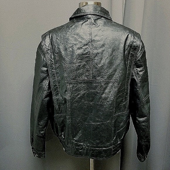 Vintage Men's Bomber Black Pebbled Leather Jacket by Outbrook | Shop ...