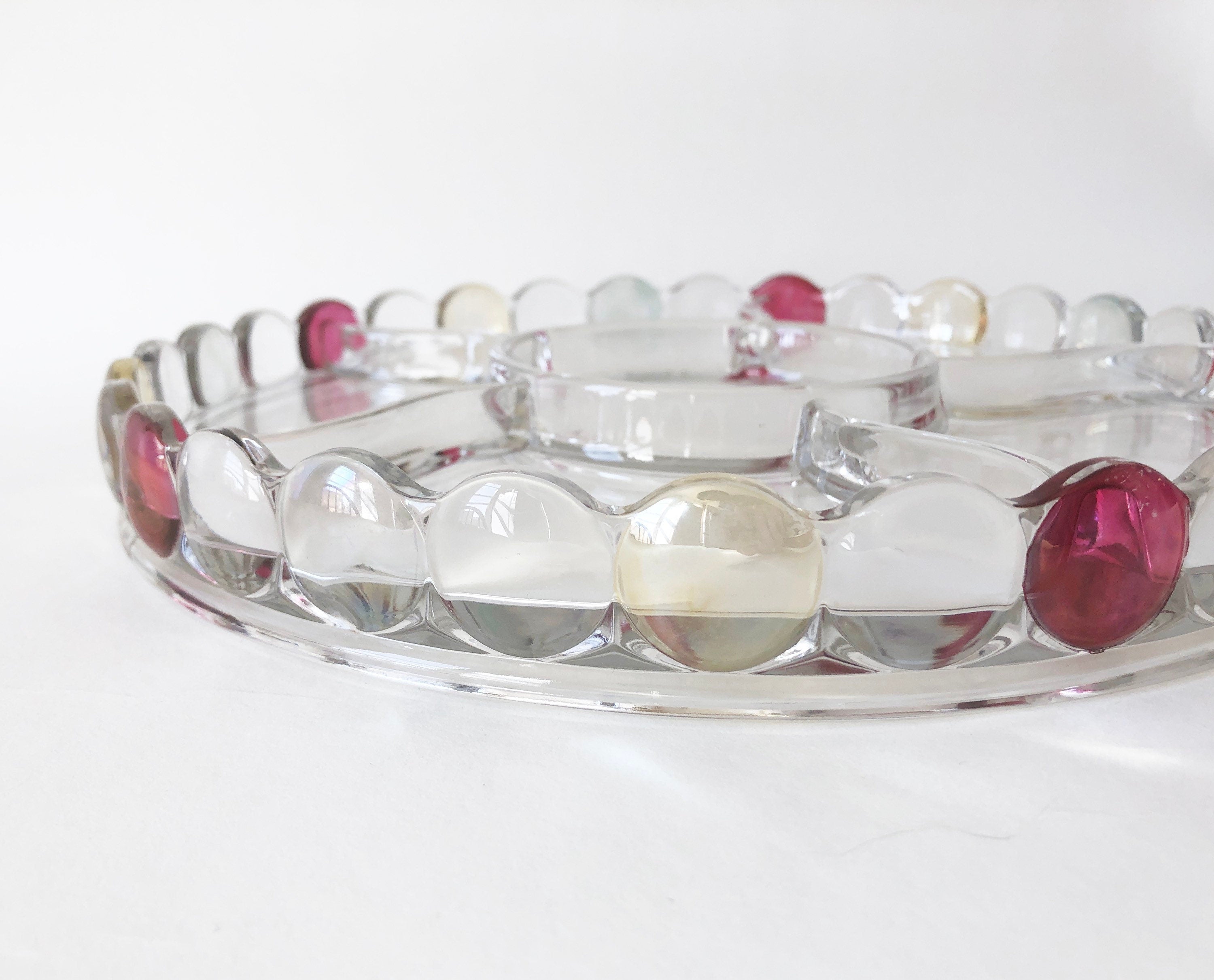 Vintage Dotted Edge Glass Platter with Divisions | Shop THRILLING