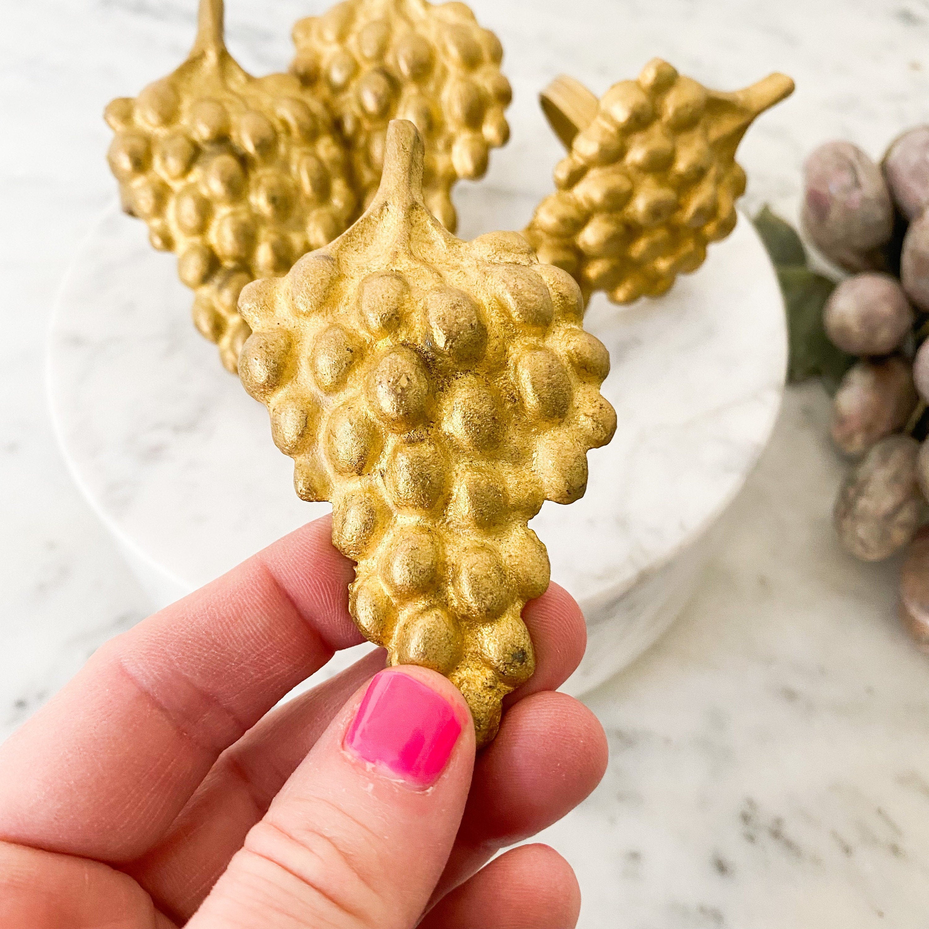 Vintage Brass Grape Napkin Rings Set of 4 | Shop THRILLING
