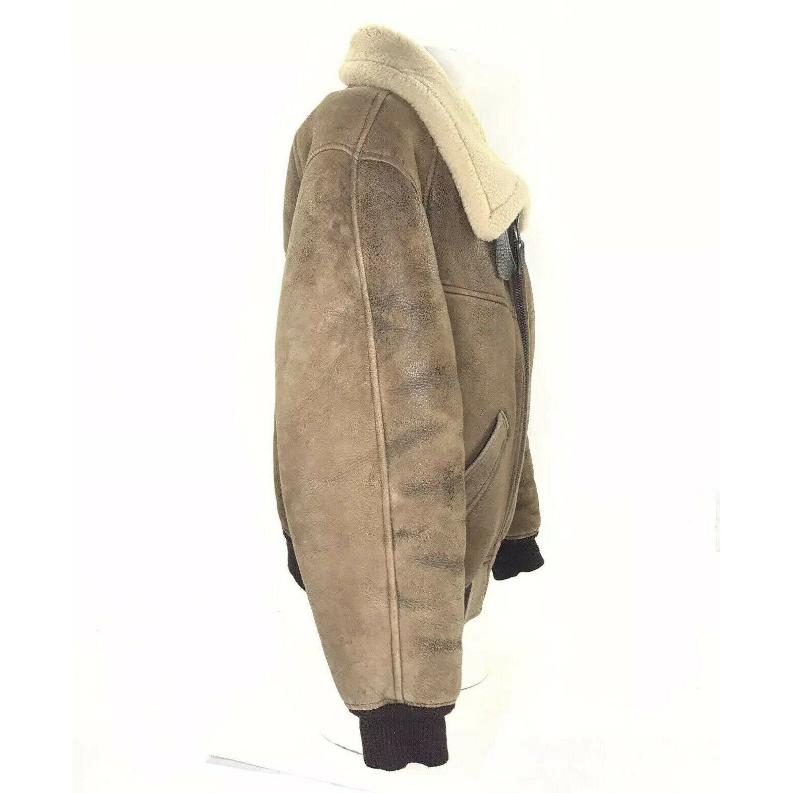 Vintage Beige Sheepskin Aviator Jacket | Shop THRILLING