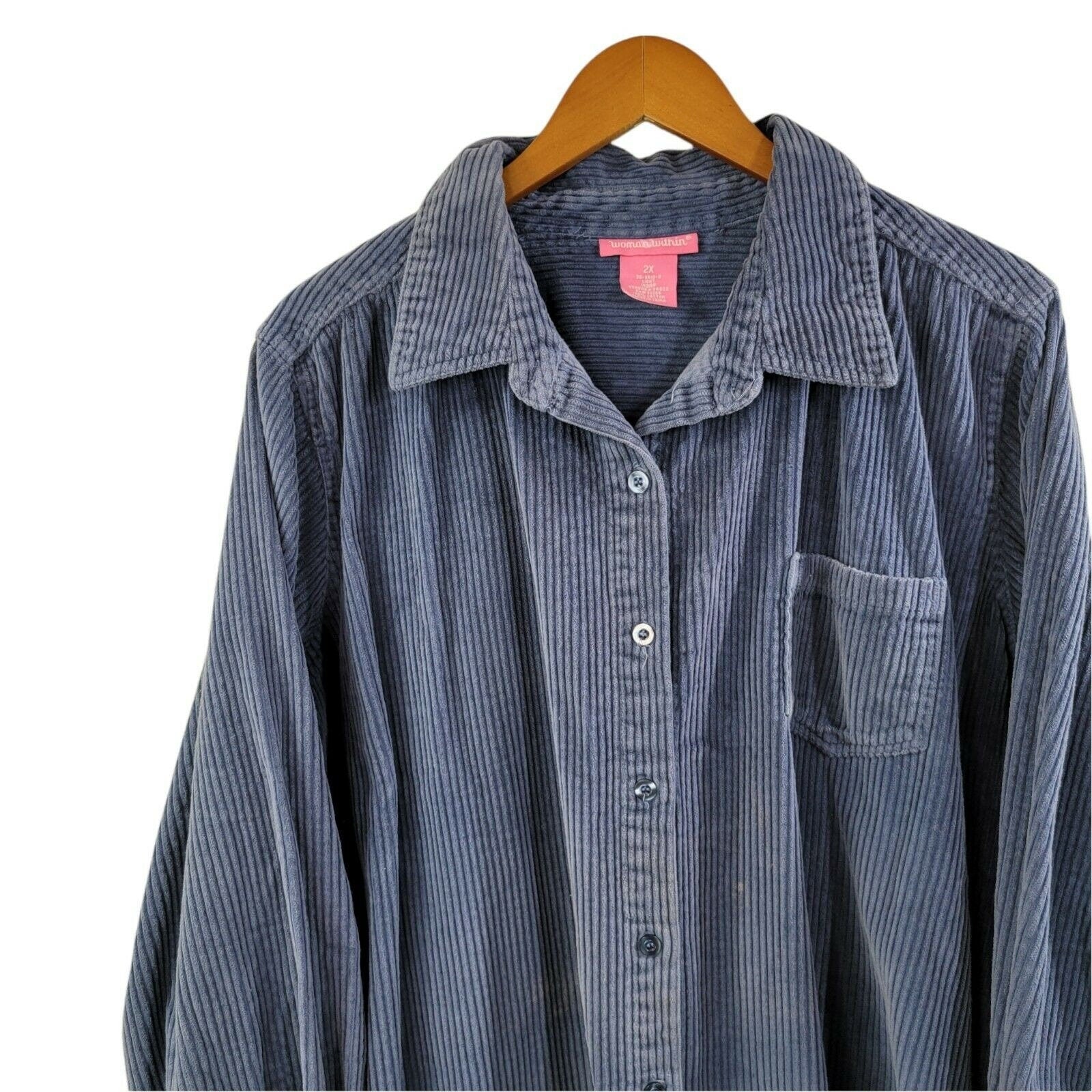 Vintage Corduroy Jacket Button Up Indigo Blue Coat by Woman Within ...