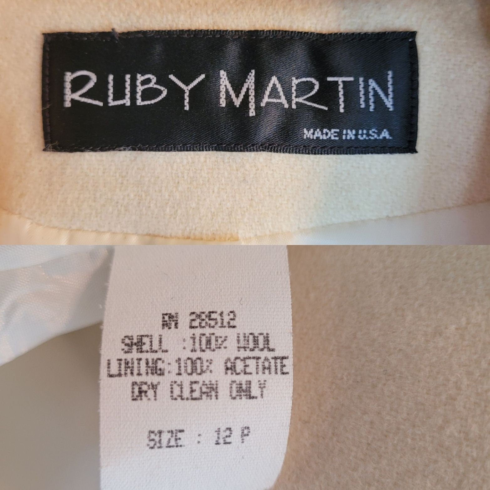 Vintage Vanilla Long Double Breasted Trench Wool Coat by Ruby Martin ...