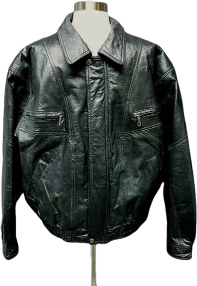 Vintage Men's Bomber Black Pebbled Leather Jacket by Outbrook | Shop ...