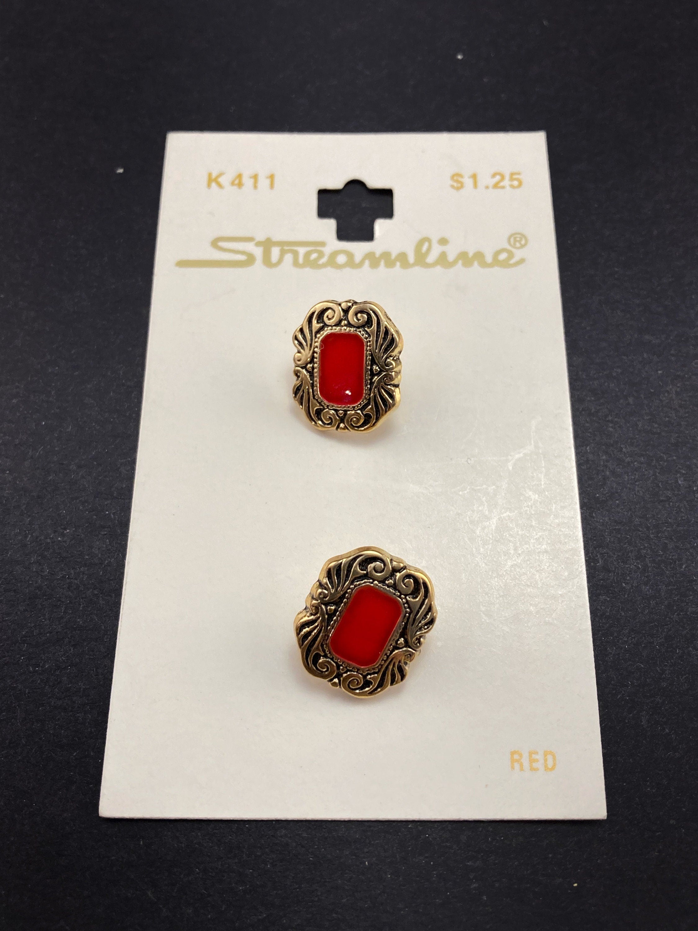 Vintage Gold and Red Filigree Buttons | Shop THRILLING