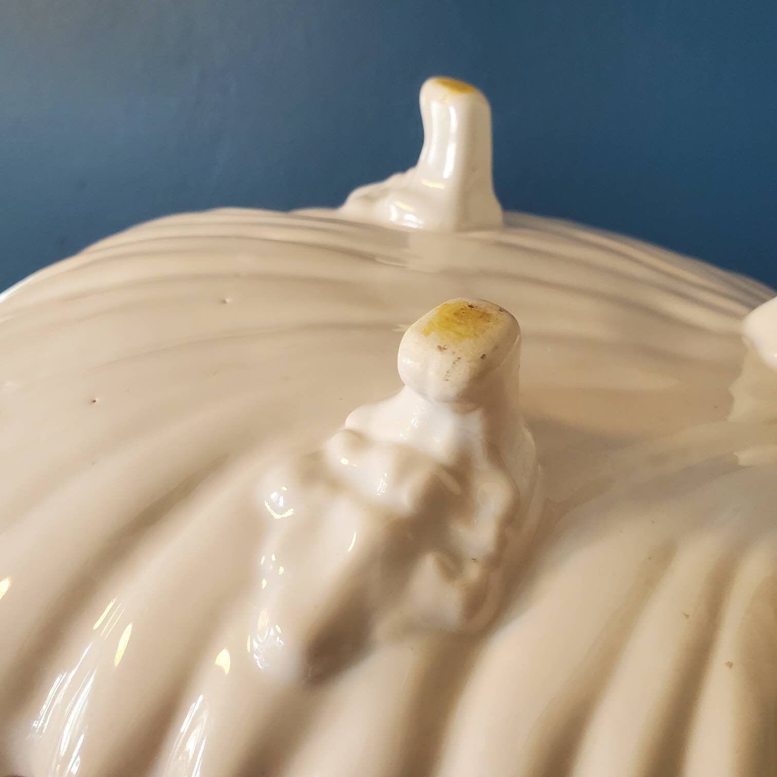 Vintage 80s 90s Porcelain Footed Oblong Long Scalloped Shell Dish ...