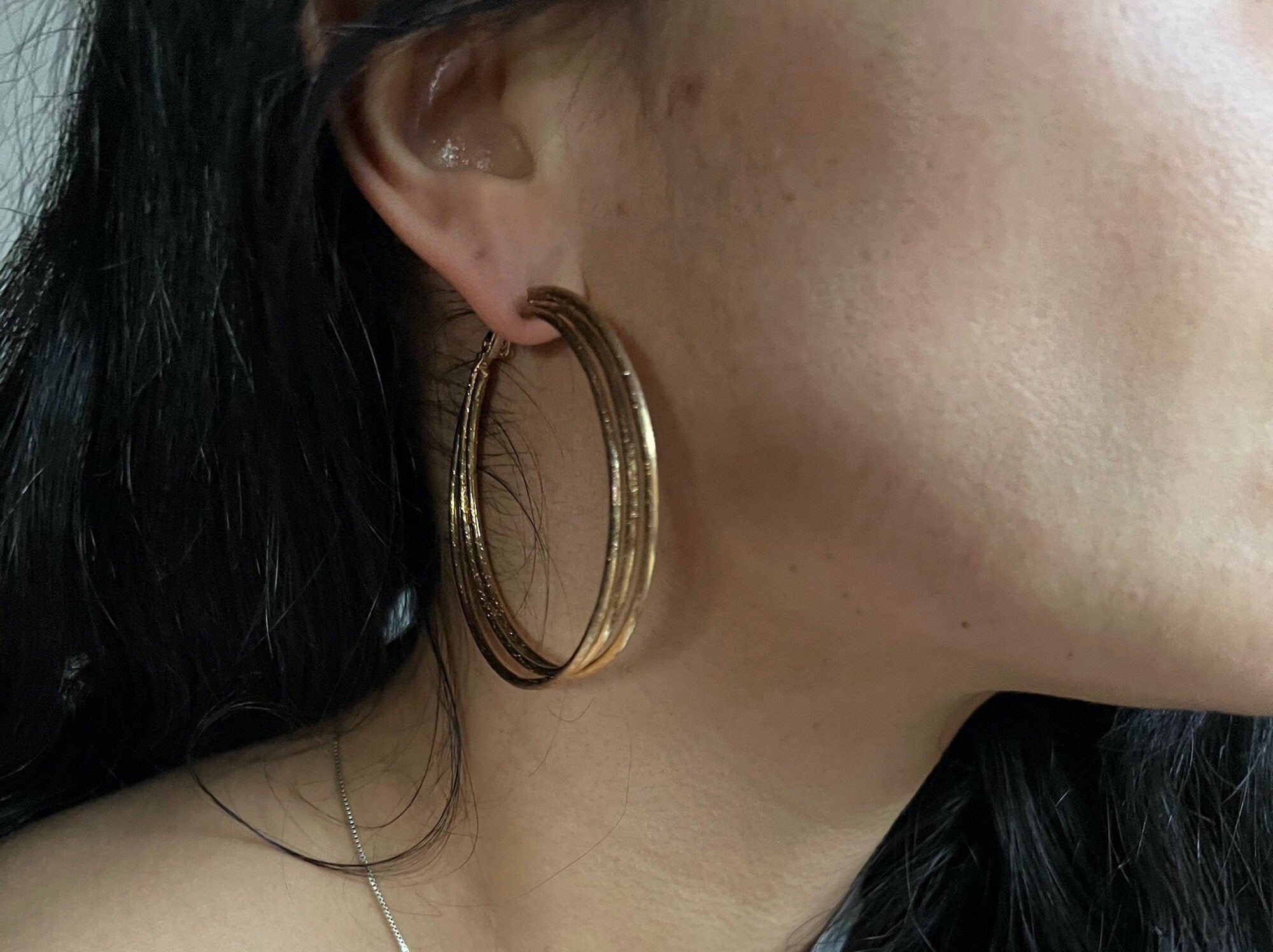 Vintage 80’s Gold Plated Hoop Statement Hoops | Shop THRILLING