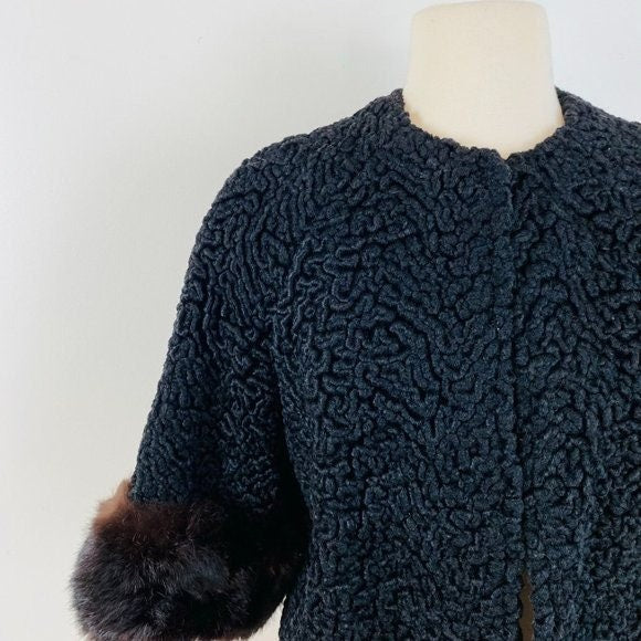 Vintage 60s Curly Persian Lamb and Rabbit Fur Cropped Jacket | Shop ...