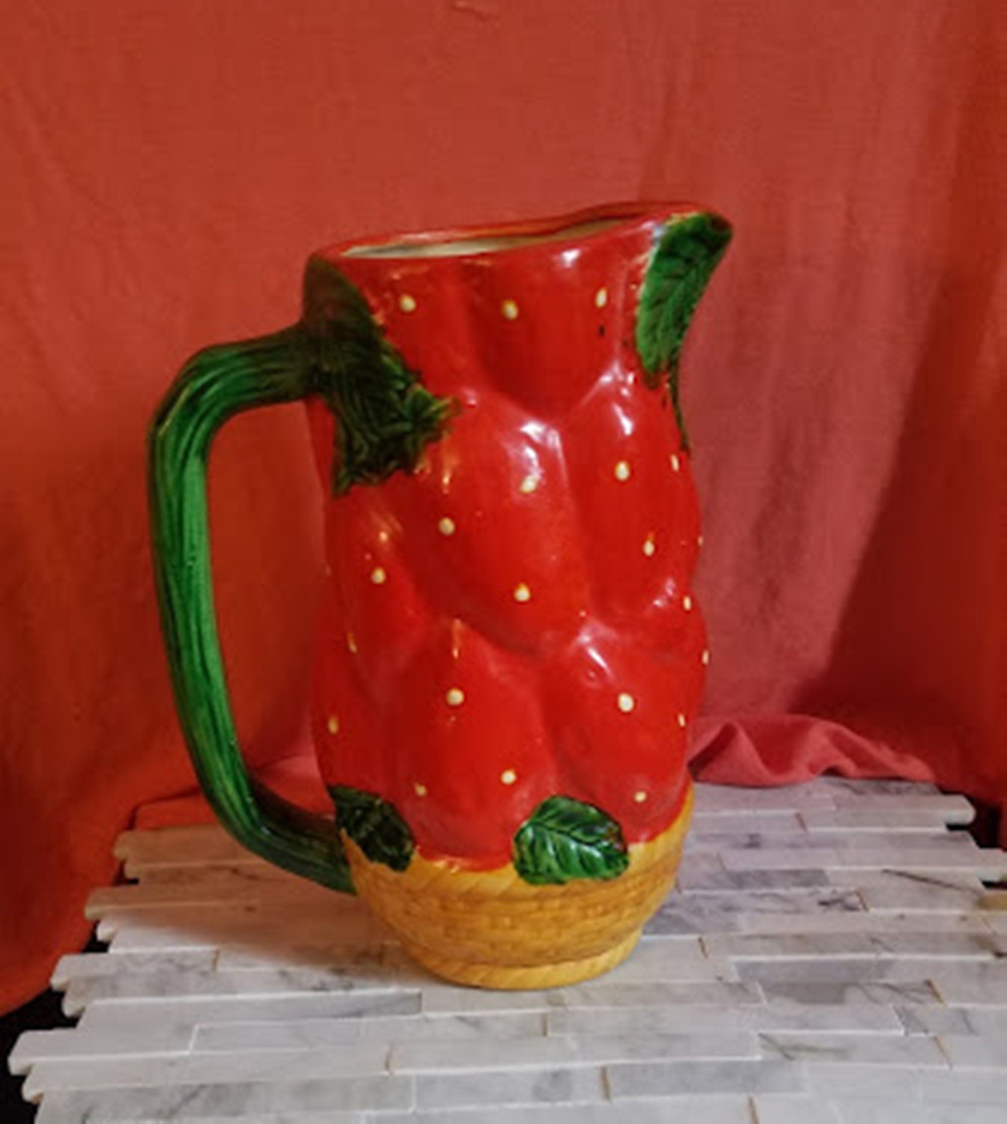 Vintage Japan Ceramic Strawberry Pitcher | Shop THRILLING