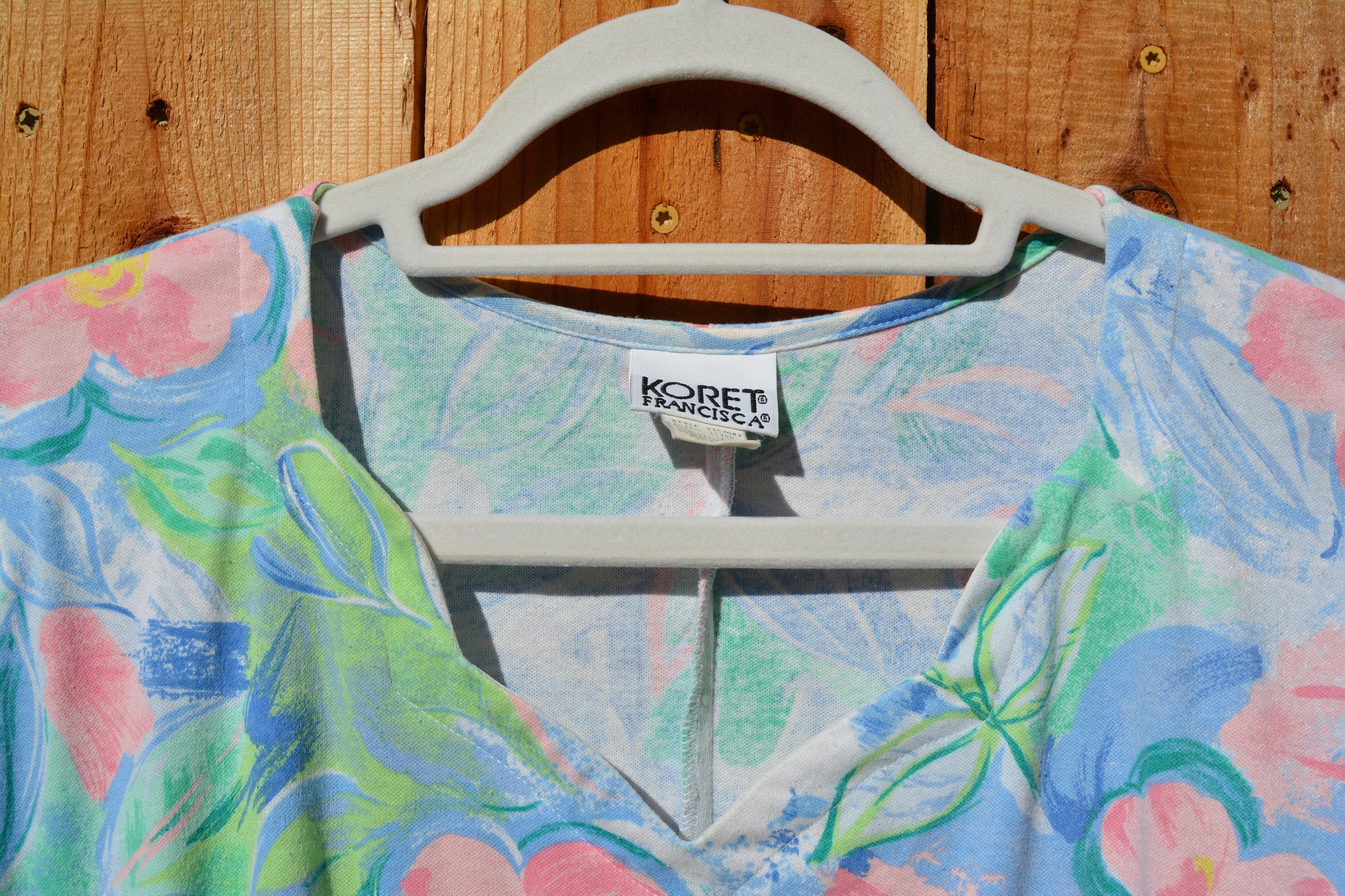 Vintage 80s 90s Koret Pastel Floral Banded T-Shirt by Koret | Shop ...