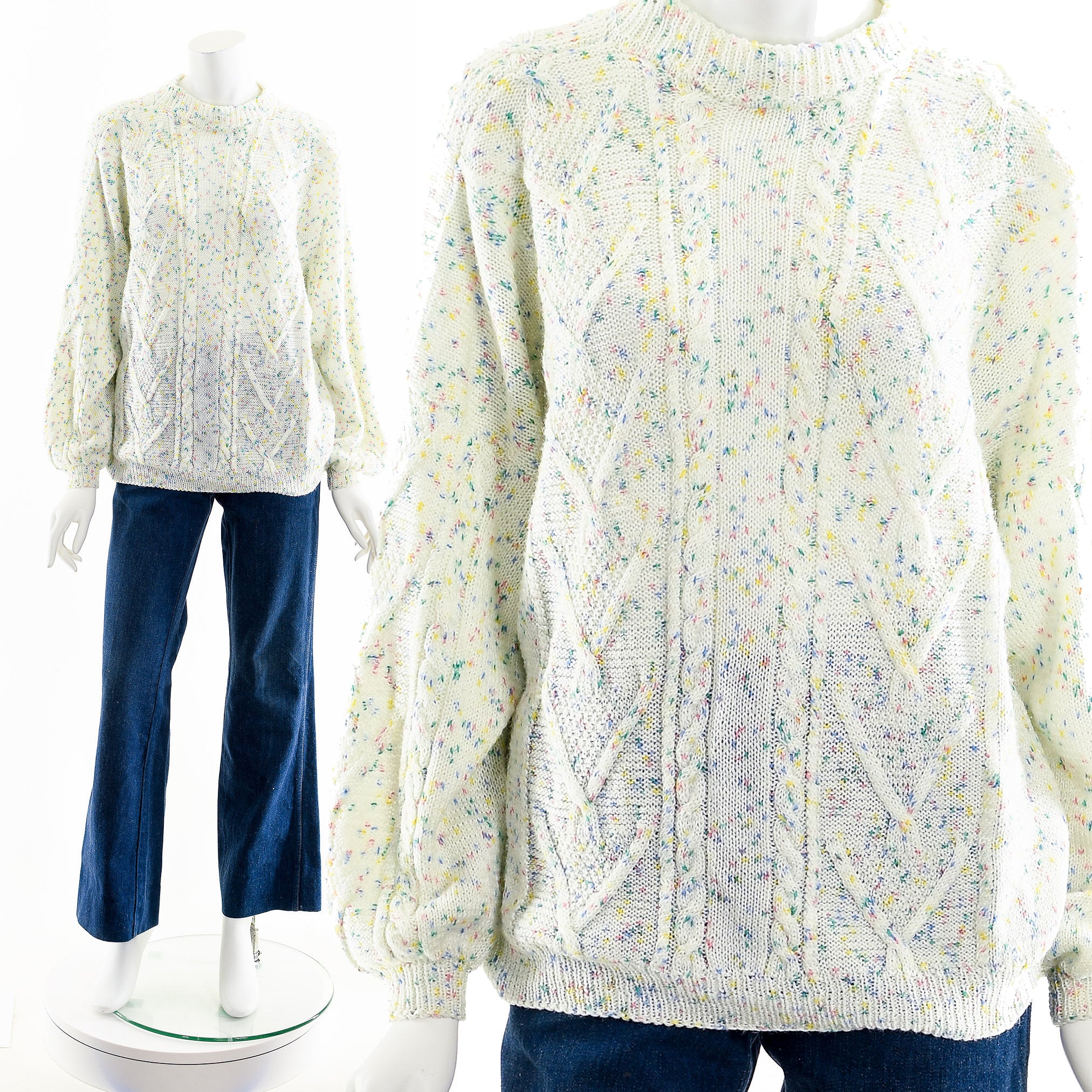 Vintage Birthday Cake Confetti Cable Knit Sweater | Shop THRILLING