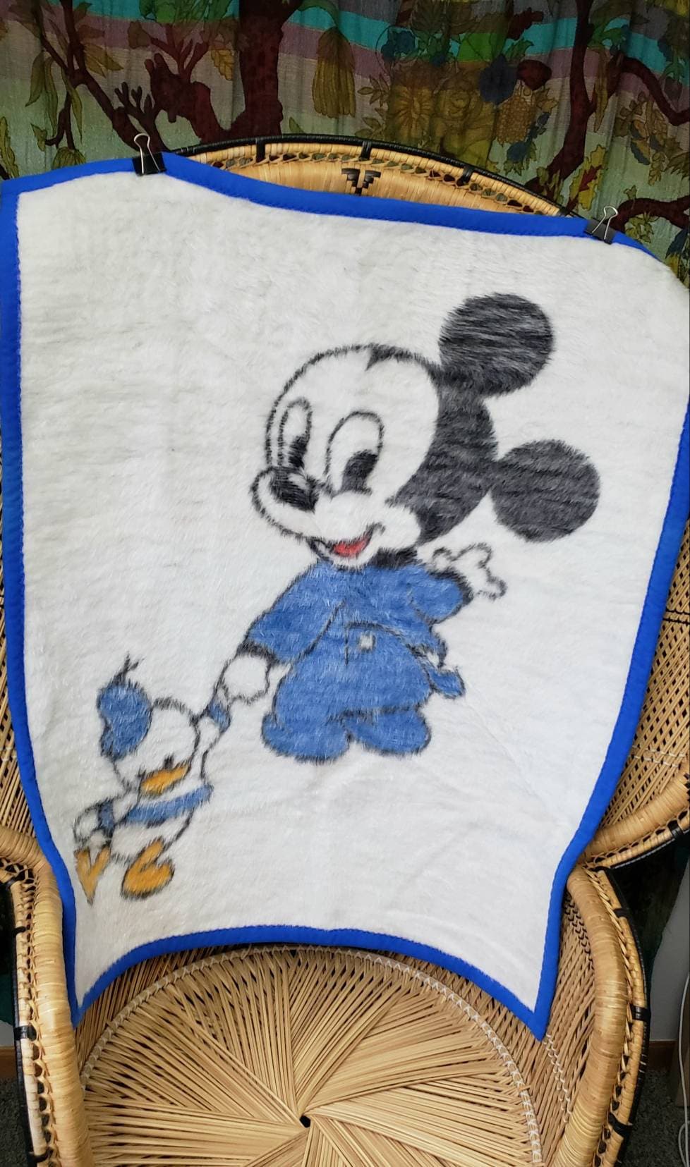 Vintage 1984 Baby Mickey Mouse Fuzzy Blanket 35" X 28" by Biederlack ...