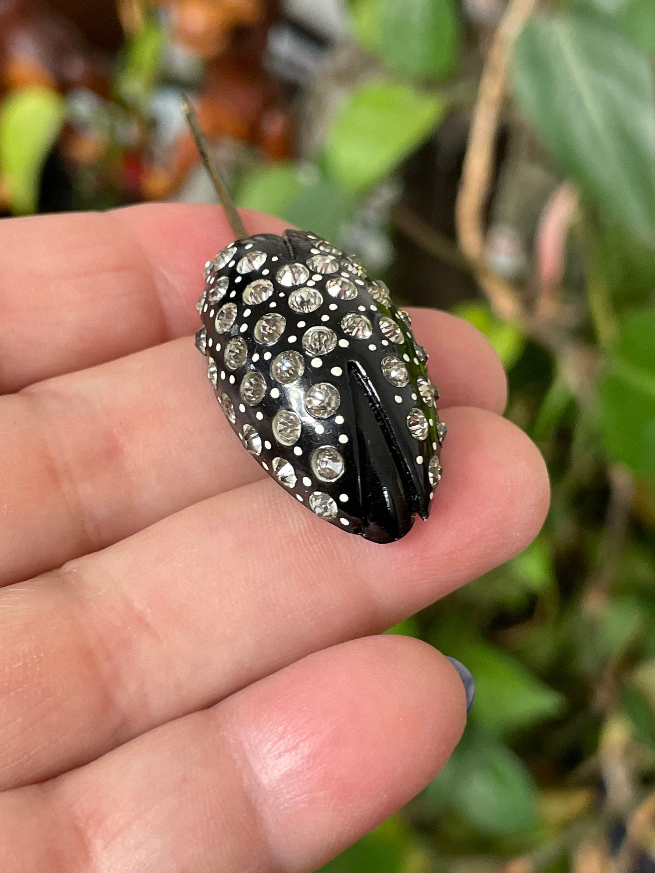 Vintage Antique Black Hat Paste Beetle Mourning Pin | Shop THRILLING