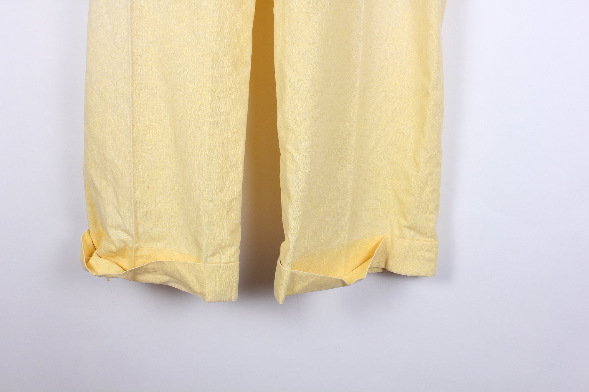 Vintage Mens Summer Weight Light Yellow Linen Slacks | Shop THRILLING
