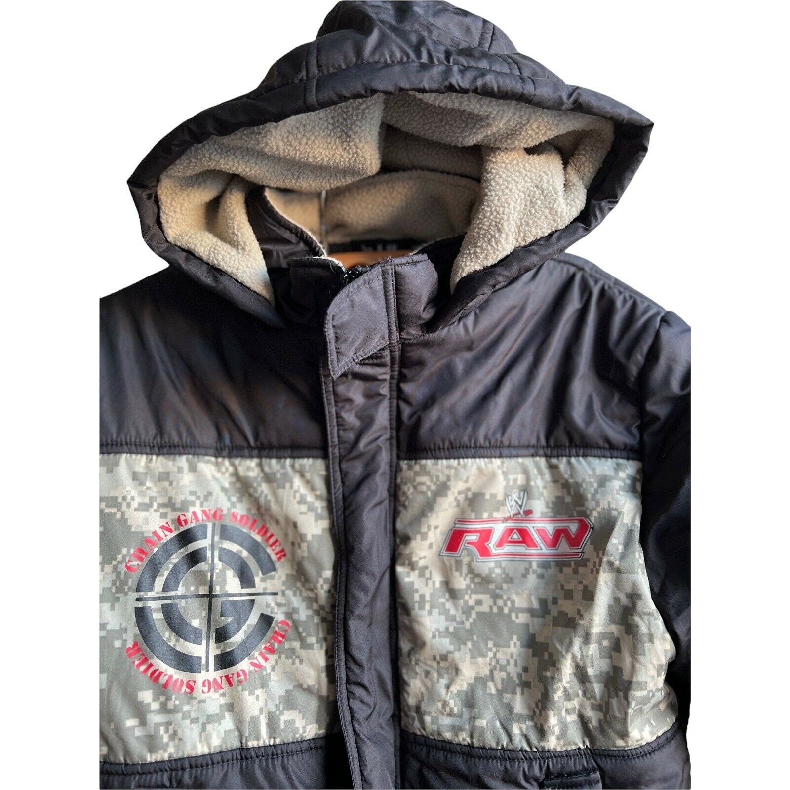 Vintage Full-Zip Hooded Puffer Coat Jacket by World Wrestling ...