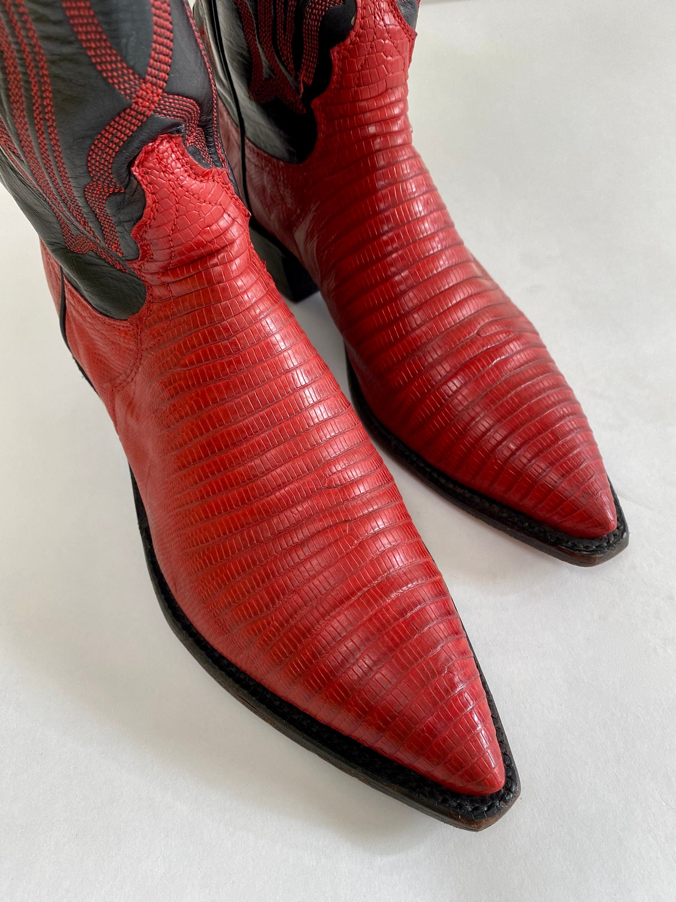 Vintage 80s/70s Tegu Lizard Cowboy Boots By Justin | Shop THRILLING