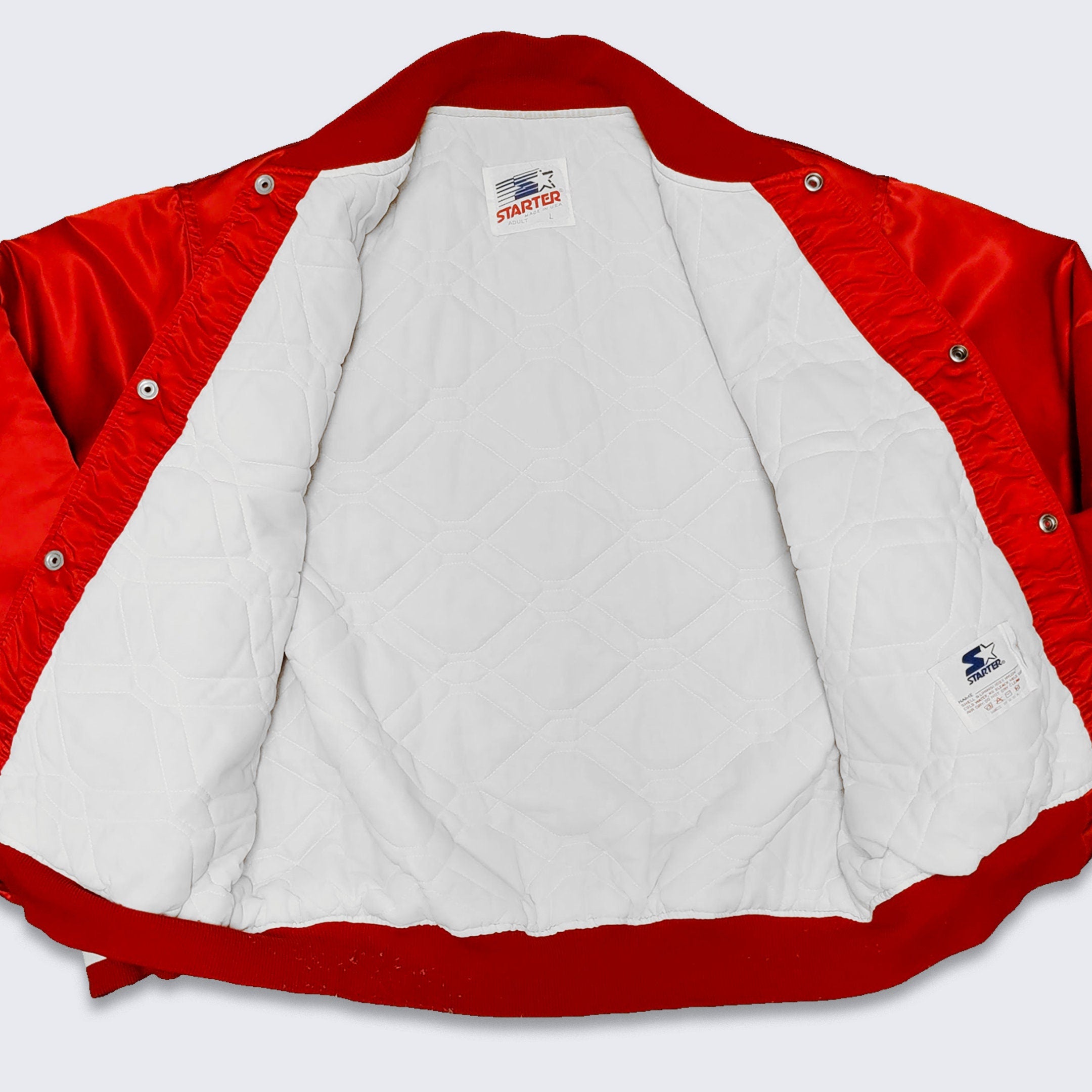 Vintage Indiana Hoosiers 80s Starter Satin Bomber Jacket Red and White ...