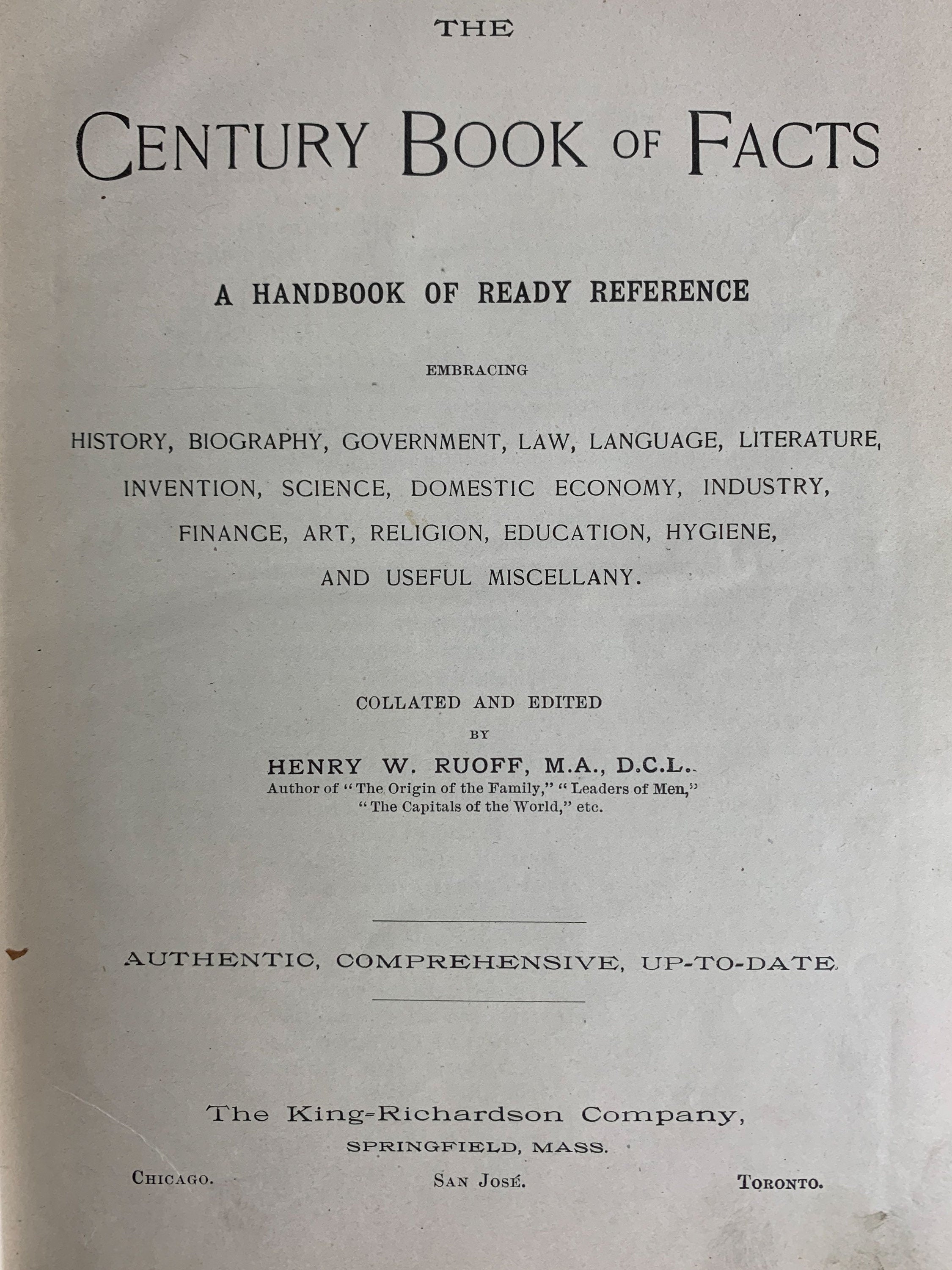Vintage Antique 1903 The Century Book of Facts | Shop THRILLING